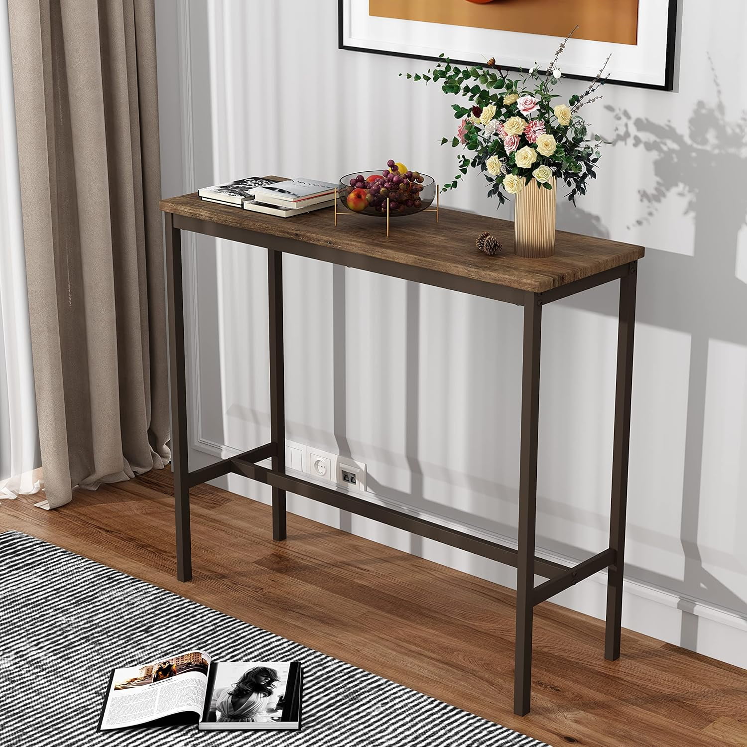 Awonde Sofa Console Table 44.5", Industrial entryway Table with Metal ...