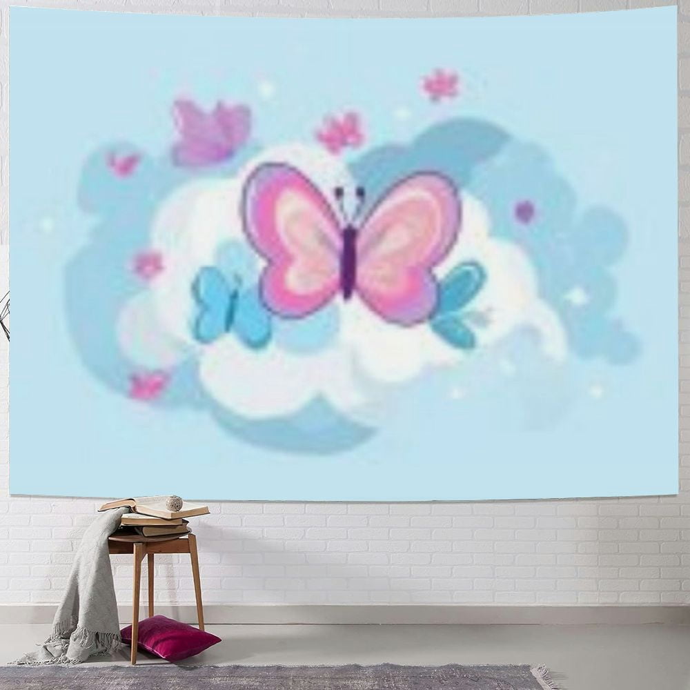 Awpe Butterfly with Blue Background Tapestry for Bedroom Living Room ...