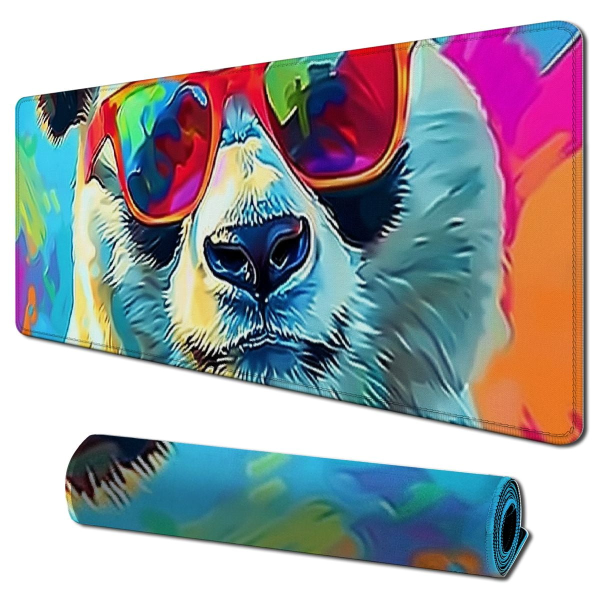Awpe Mouse Pad for Desk Home Office Colorful Panda Wearing Glasses ...