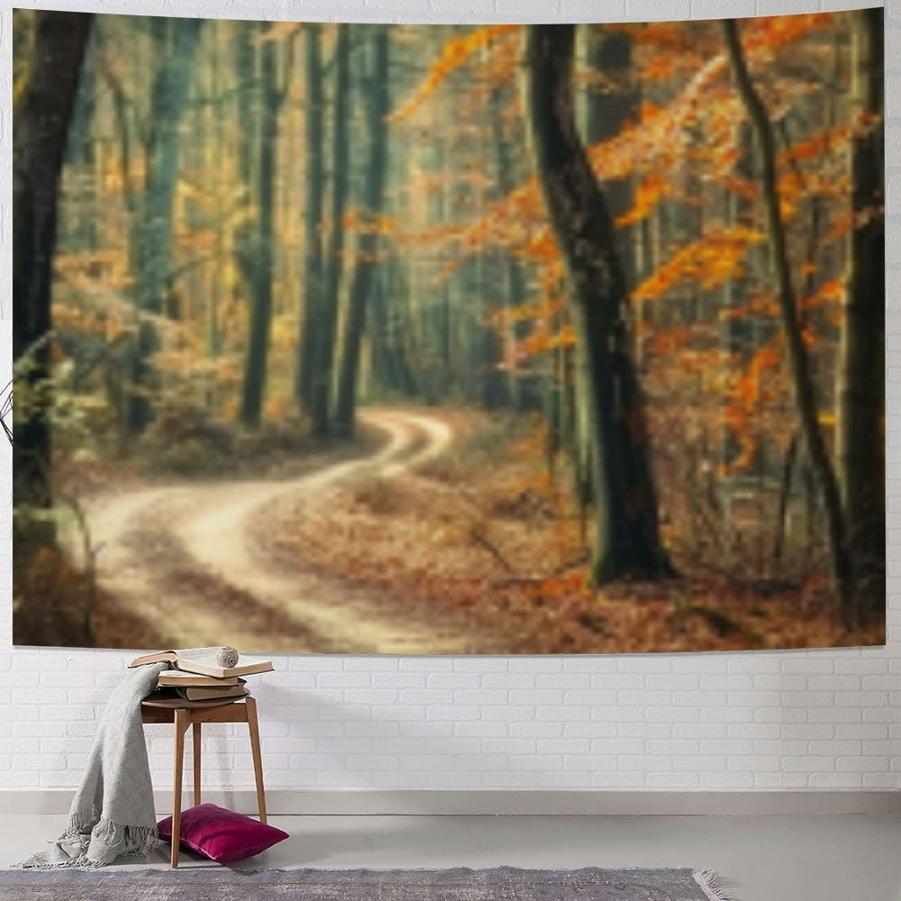 Awpe Wall Hanging Autumn Fall Orange Leaf Forest Tree Trail Nature ...