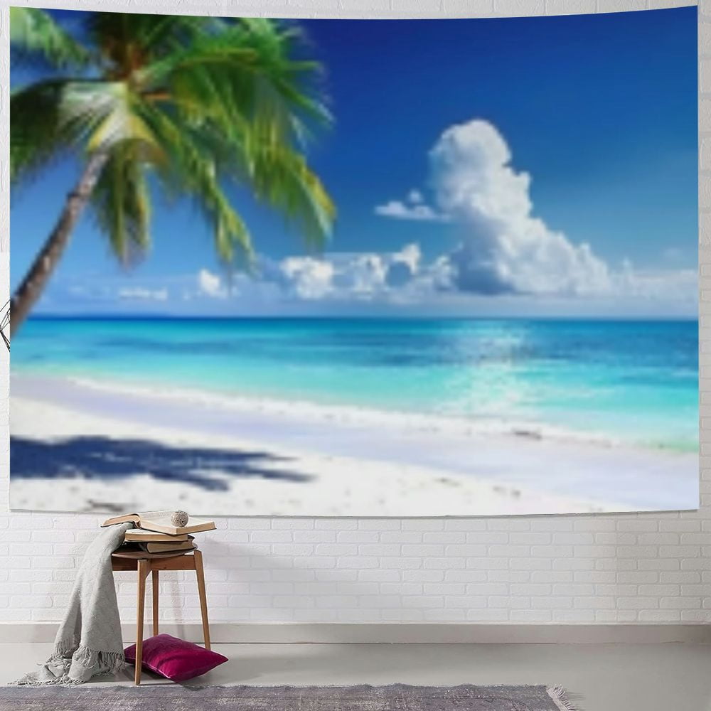 Awpe Wall Hanging Summer Ocean Waves Coconut Trees on Sands Beach ...