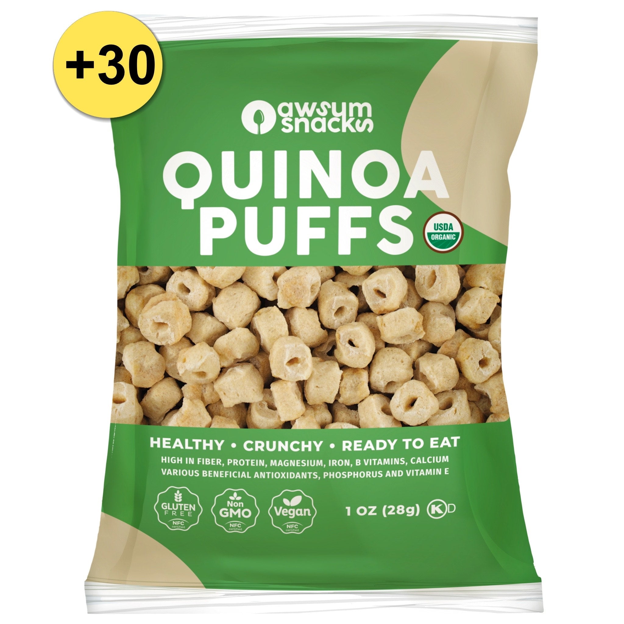 Awsum Snacks Organic Quinoa Puffs 1 oz bag - Walmart.com