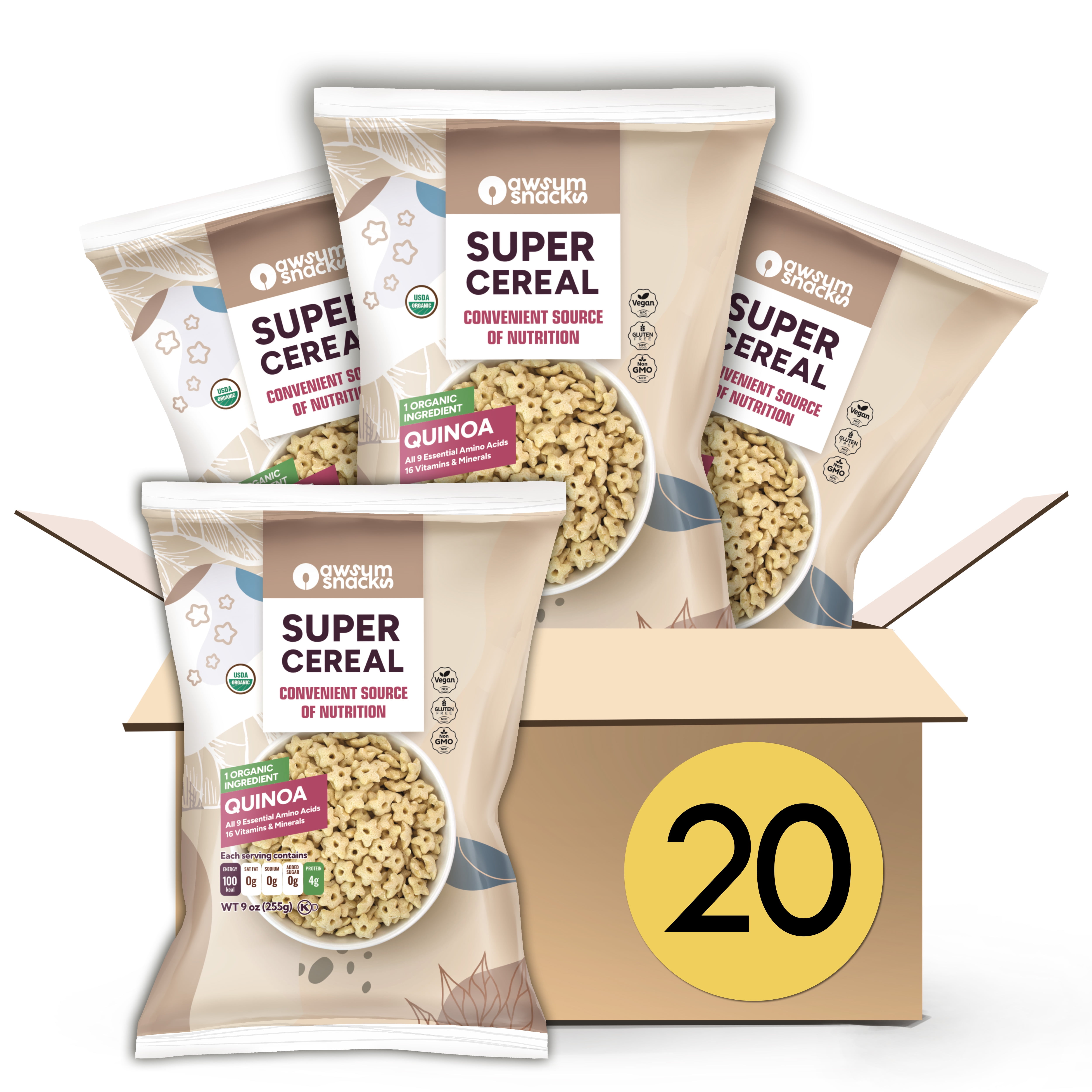 Awsum Snacks Organic Quinoa Supercereal 6 oz bag 20 bags - Walmart.com