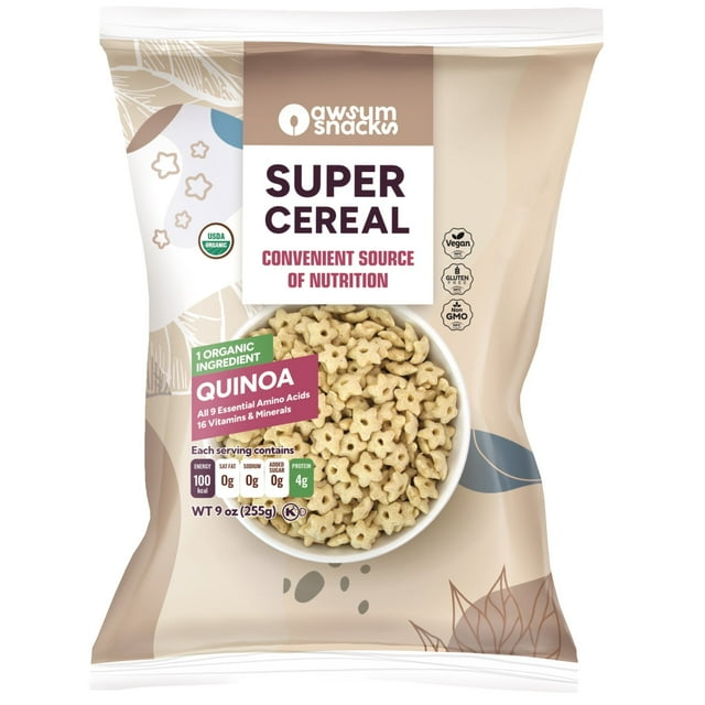Awsum Snacks Organic Quinoa Super Cereal, Gluten-Free, Vegan, Diabetic ...