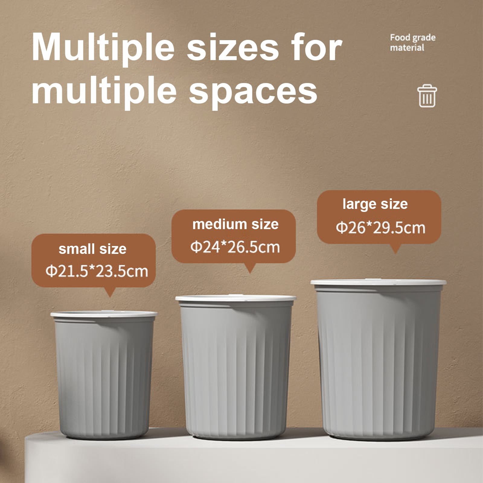 Awuniuwa Trash Can With Pressing Ring Plastic Wastebasket Round Garbage ...