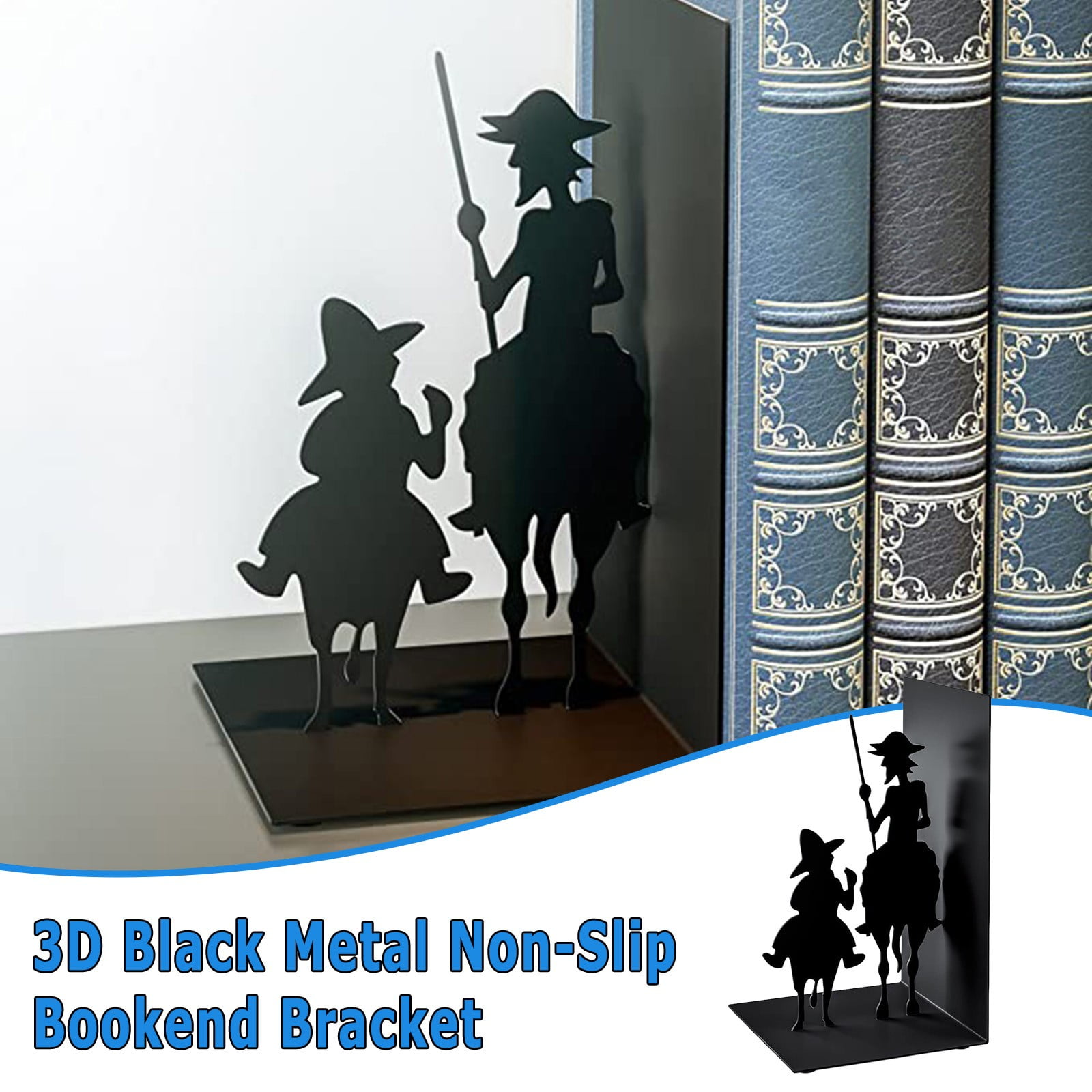 Awuniuwablack Metal Non-Slip Bookend Bracket Heavy Book End Office Book ...