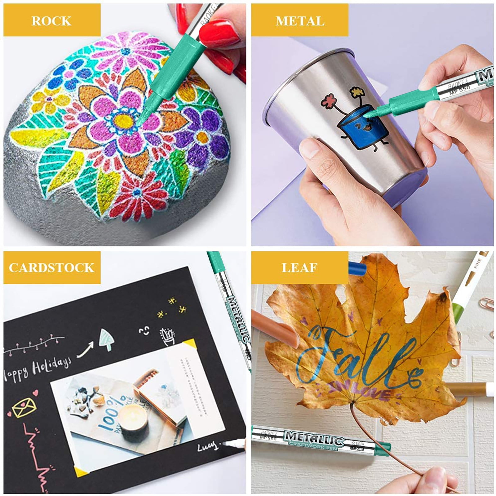 Awuniuwapaint Markers, Metallic Permanent Markers, Metal Marker Pen ...