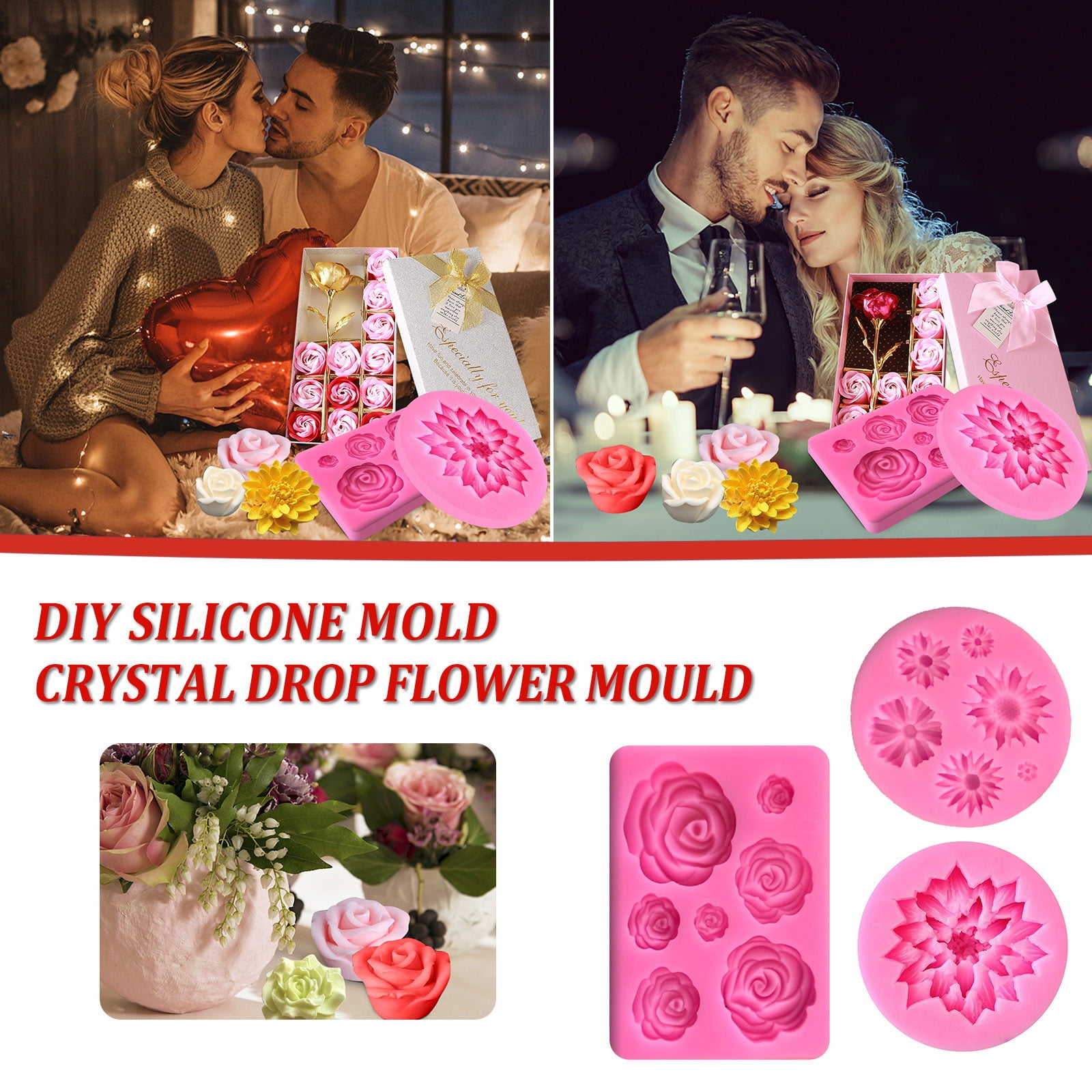 Awuniuwaresin Molds, Silicone Molds For Resin, Flower For Valentine'S ...