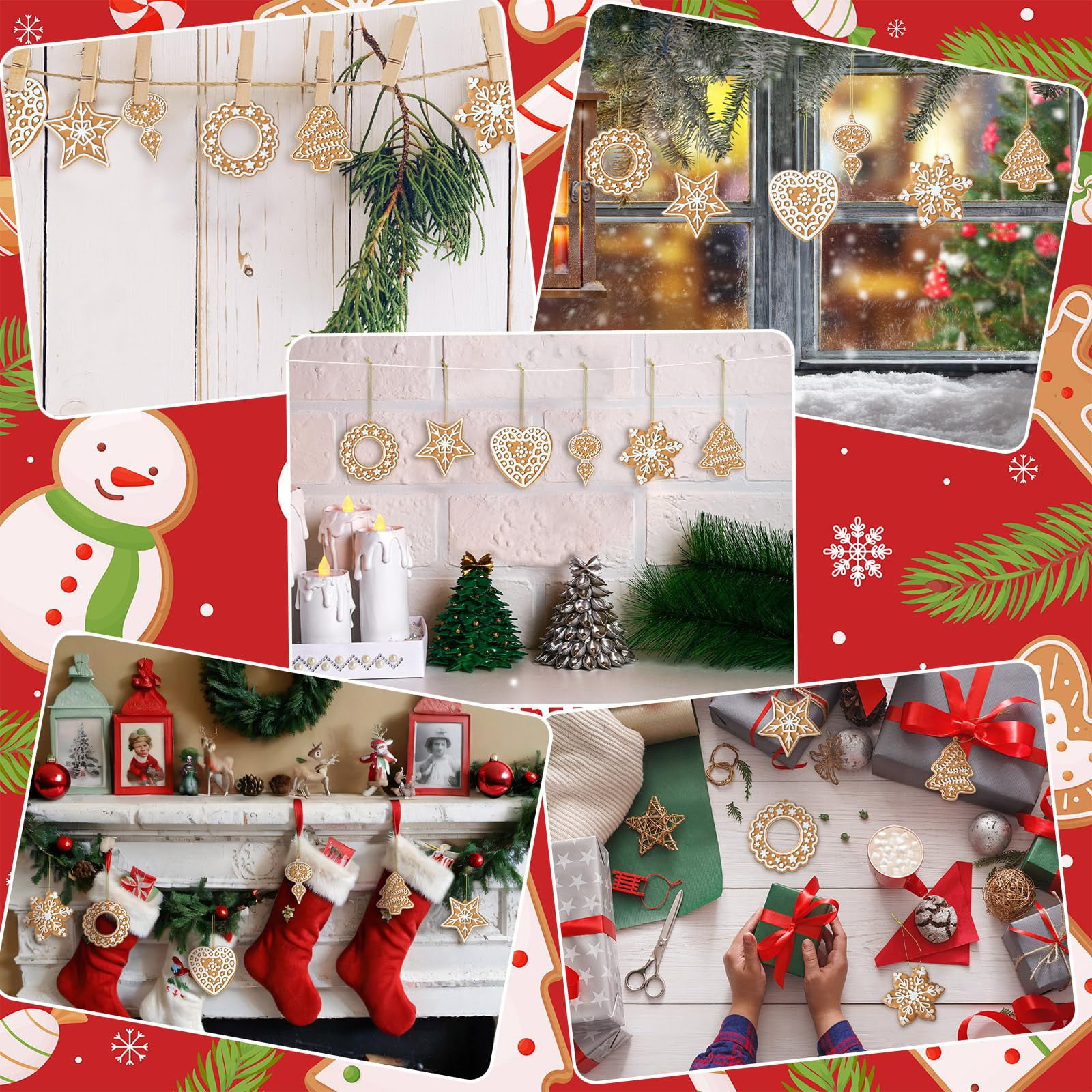 Awwp 24-Piece Christmas Hanging Ornament Set, Rustic Themed Tree Decor ...