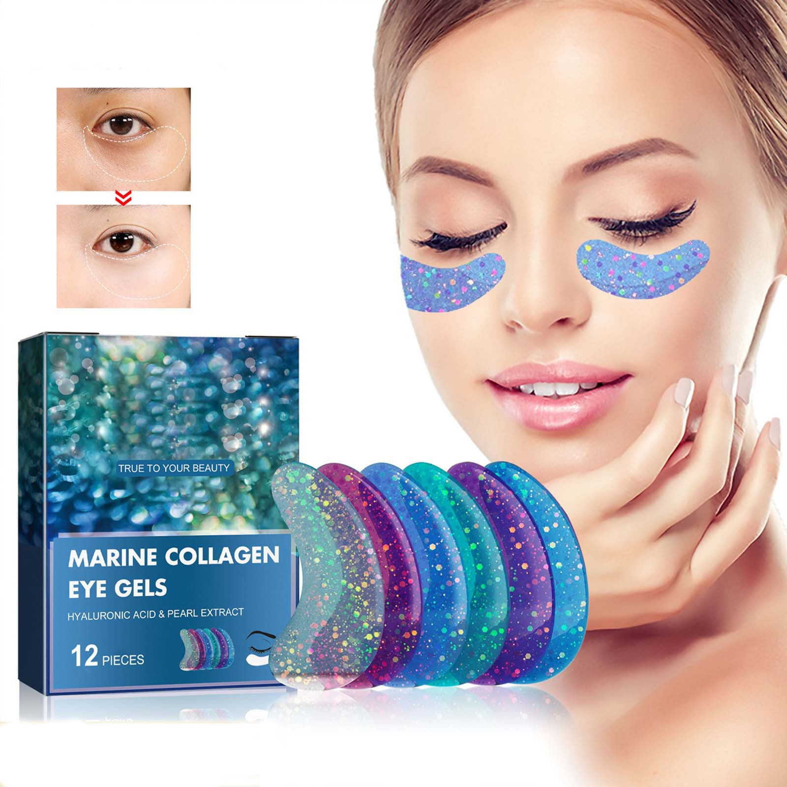 Awwp Blue 6 Pairs of Eye Gel Patches under Eye Strong Adhesion Eye for ...