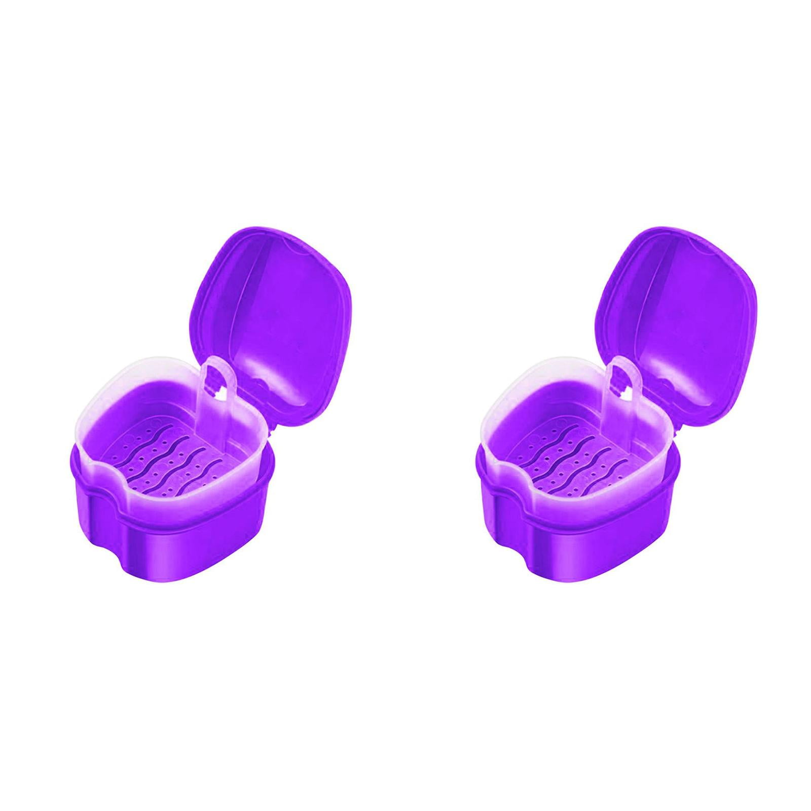 Awwp Denture Cup 2Pc Big Sale! Purple Denture Container Denture Cup Box ...