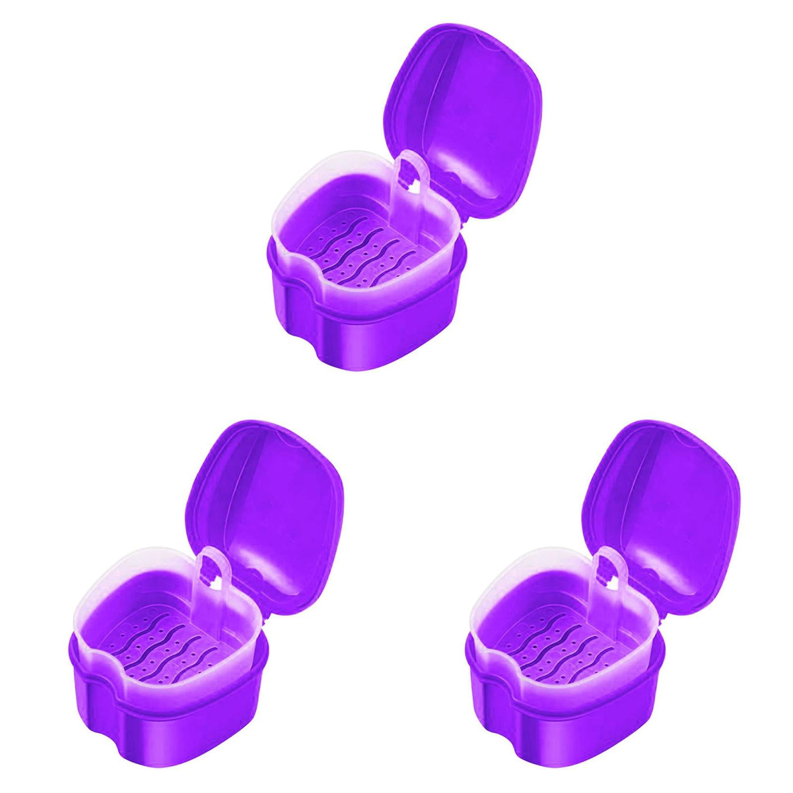 Awwp Denture Cup 3Pcs Big Sale! Purple Denture Container Denture Cup ...