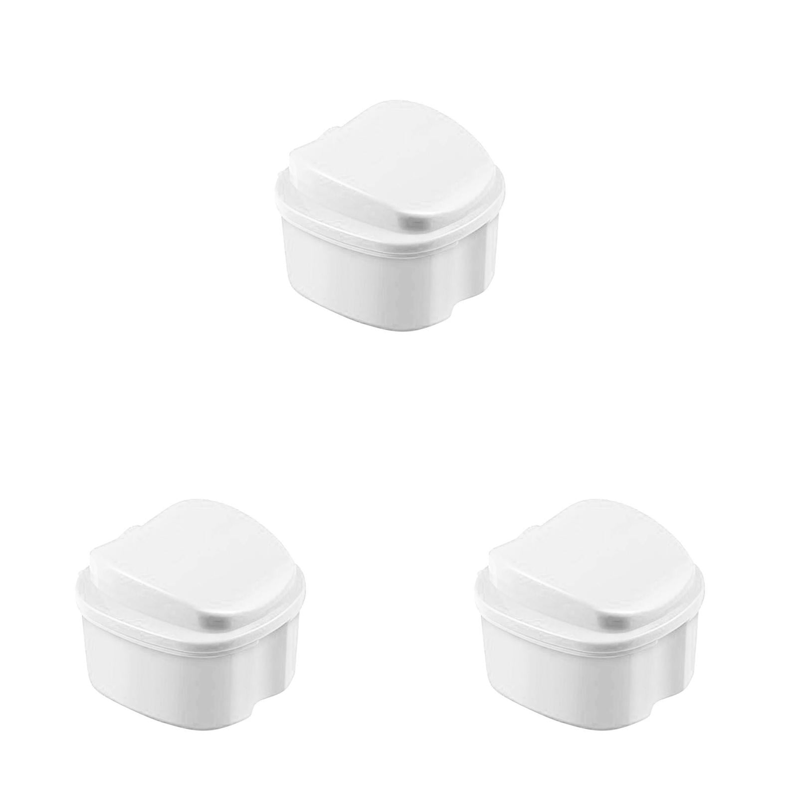 Awwp Denture Cup 3Pcs Big Sale! White Denture Container Denture Cup Box ...