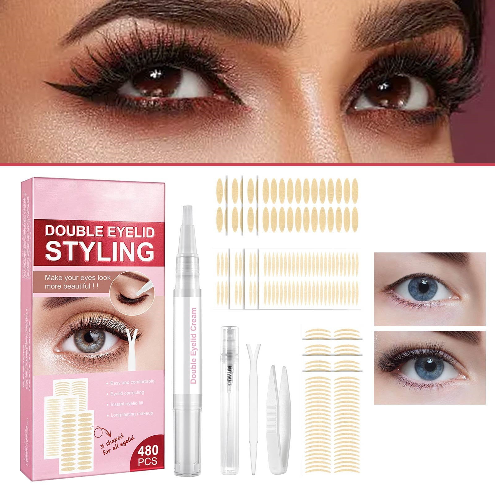 Awwp Eyelid Tape Double Eyelid Strips Eyelid Lifter Self Adhesive Eye ...