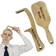 YEAUEME Bald Man Joke Comb Portable Small Wood Fake Hair Brush Toy Bald ...