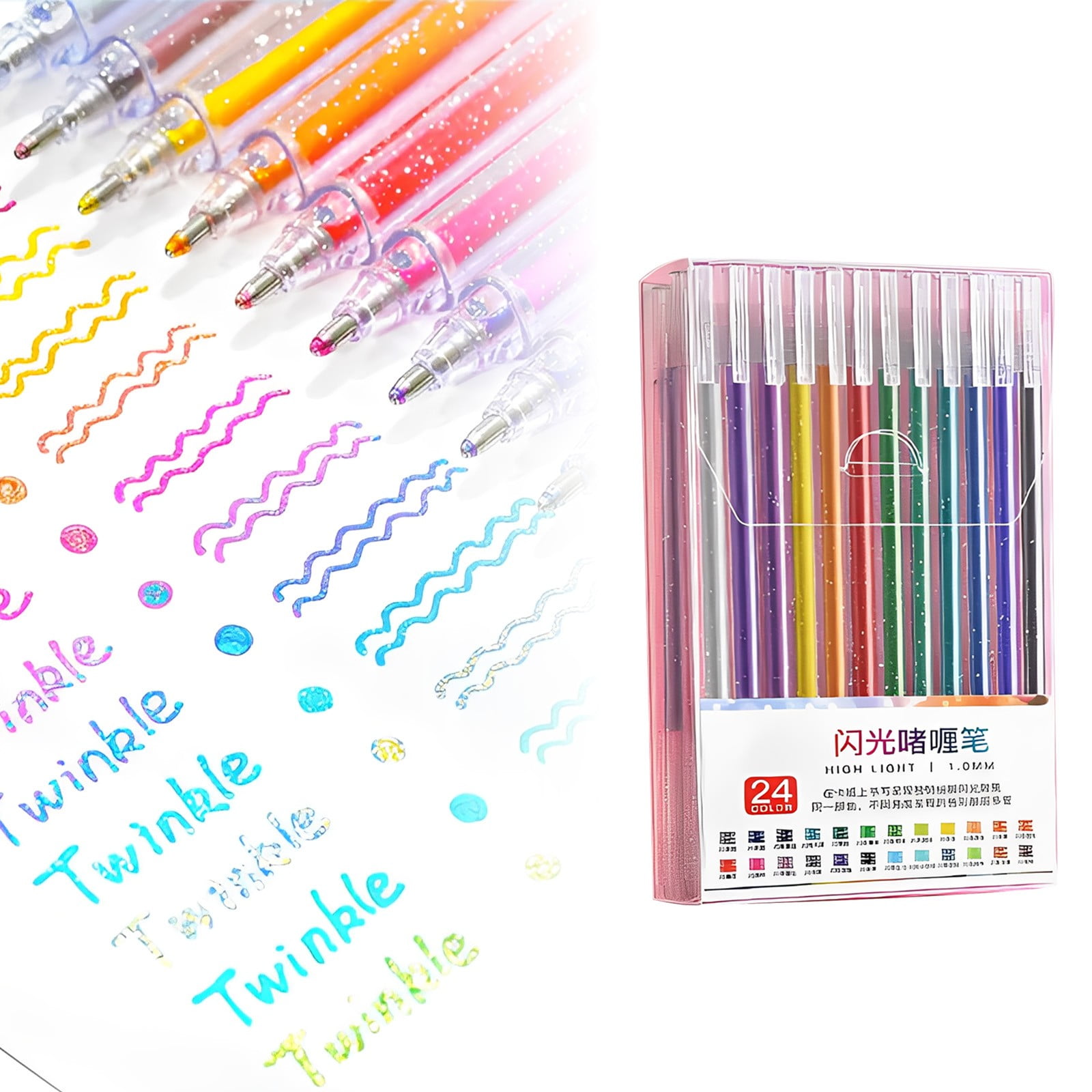 Awwp Glitter Gel Pens Set for Adult Coloring Books, Multi-Color Sparkle ...