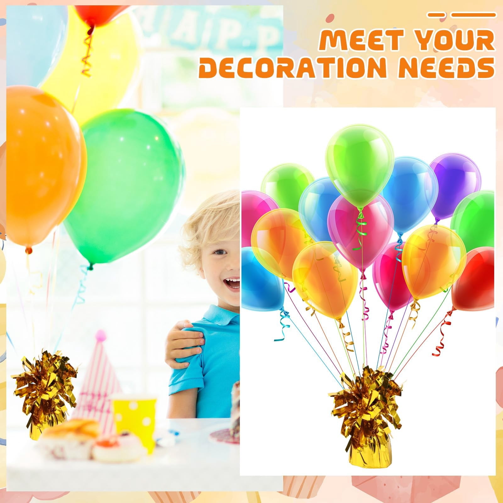 Awwp Gold Metallic Balloon Weights 5-Pack, Heavy Duty Decoration ...