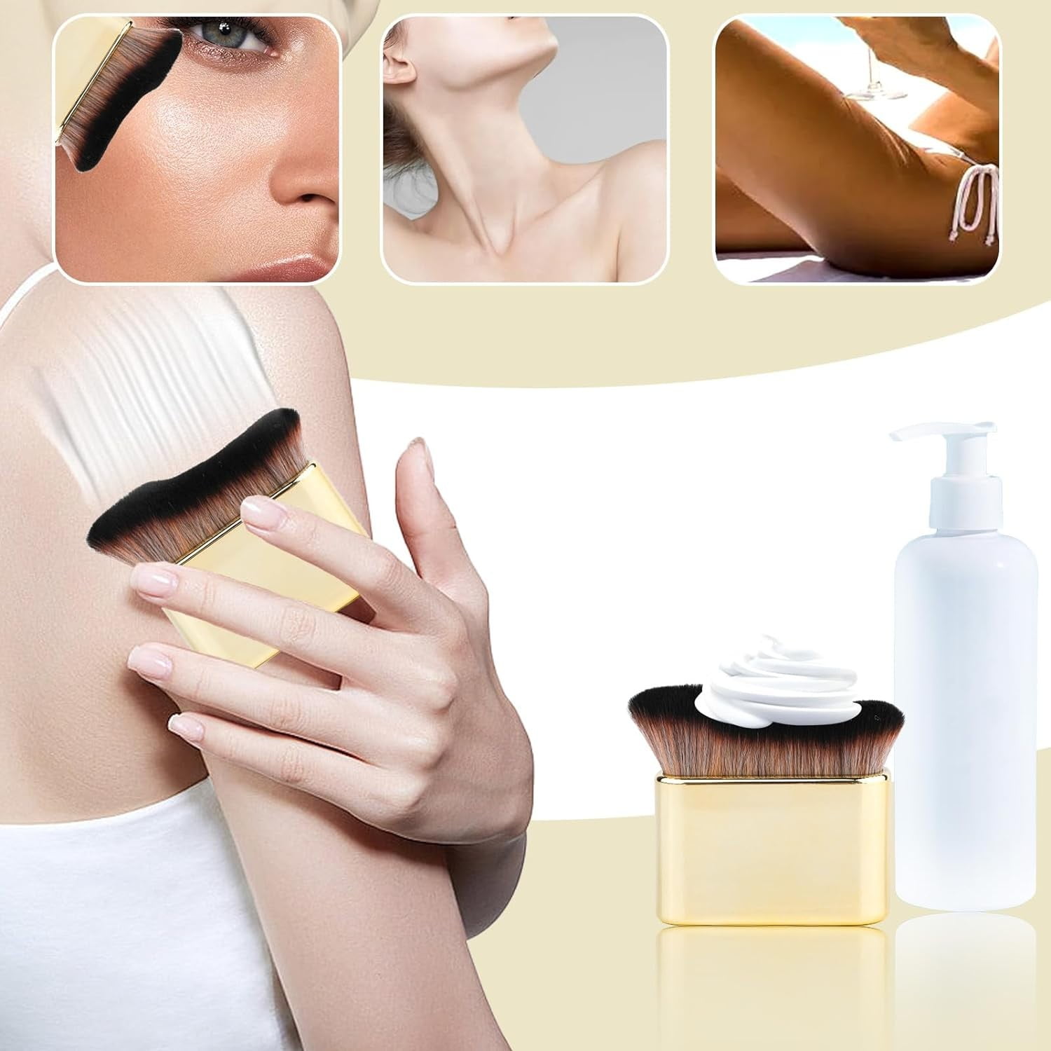 Awwp Large Self Tanning Brush (Gold), Body Foundation & Sunless Tanner ...