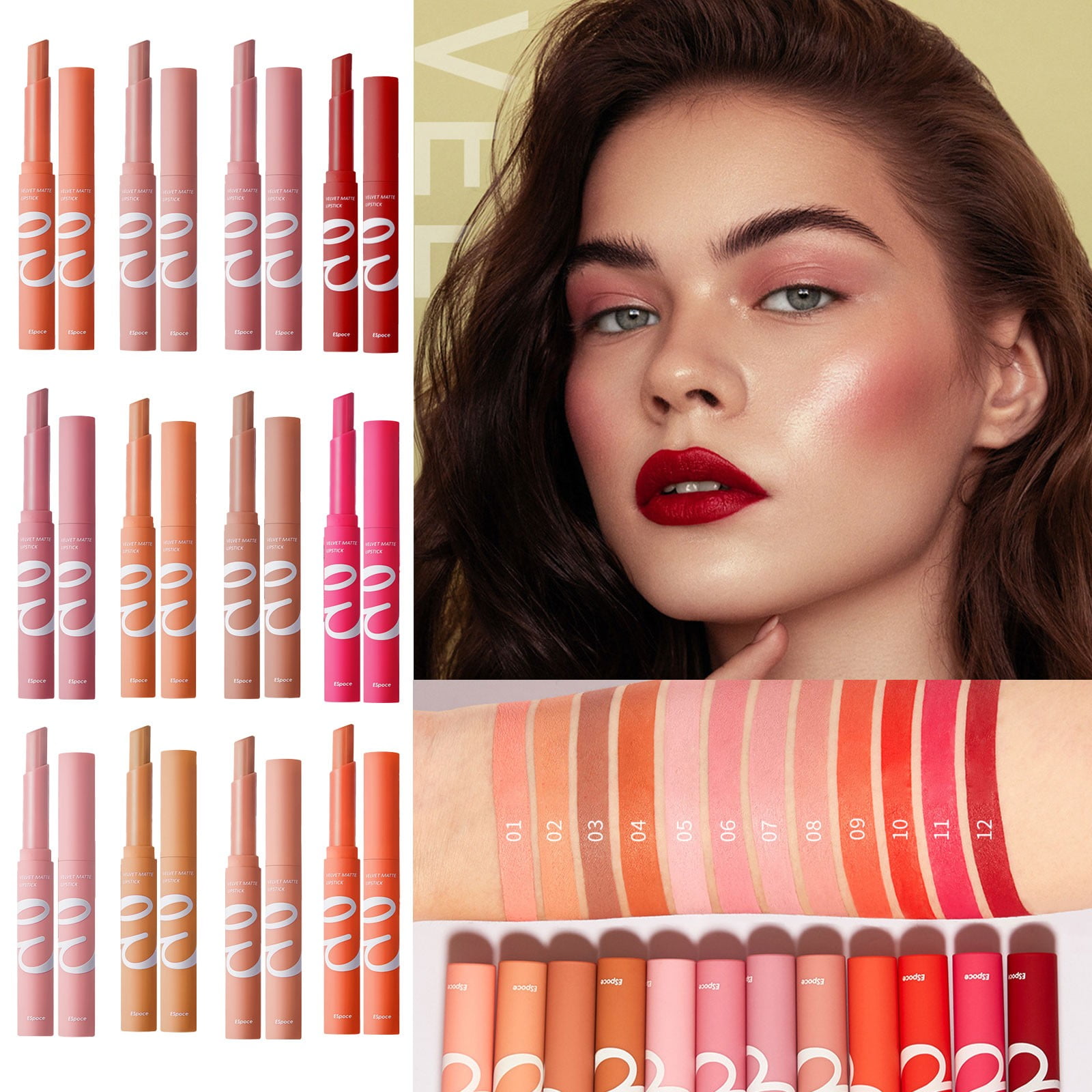 Awwp Makeup Matte Lipstick 01 Light Tea Apricot, 12 Colors Lipstick ...