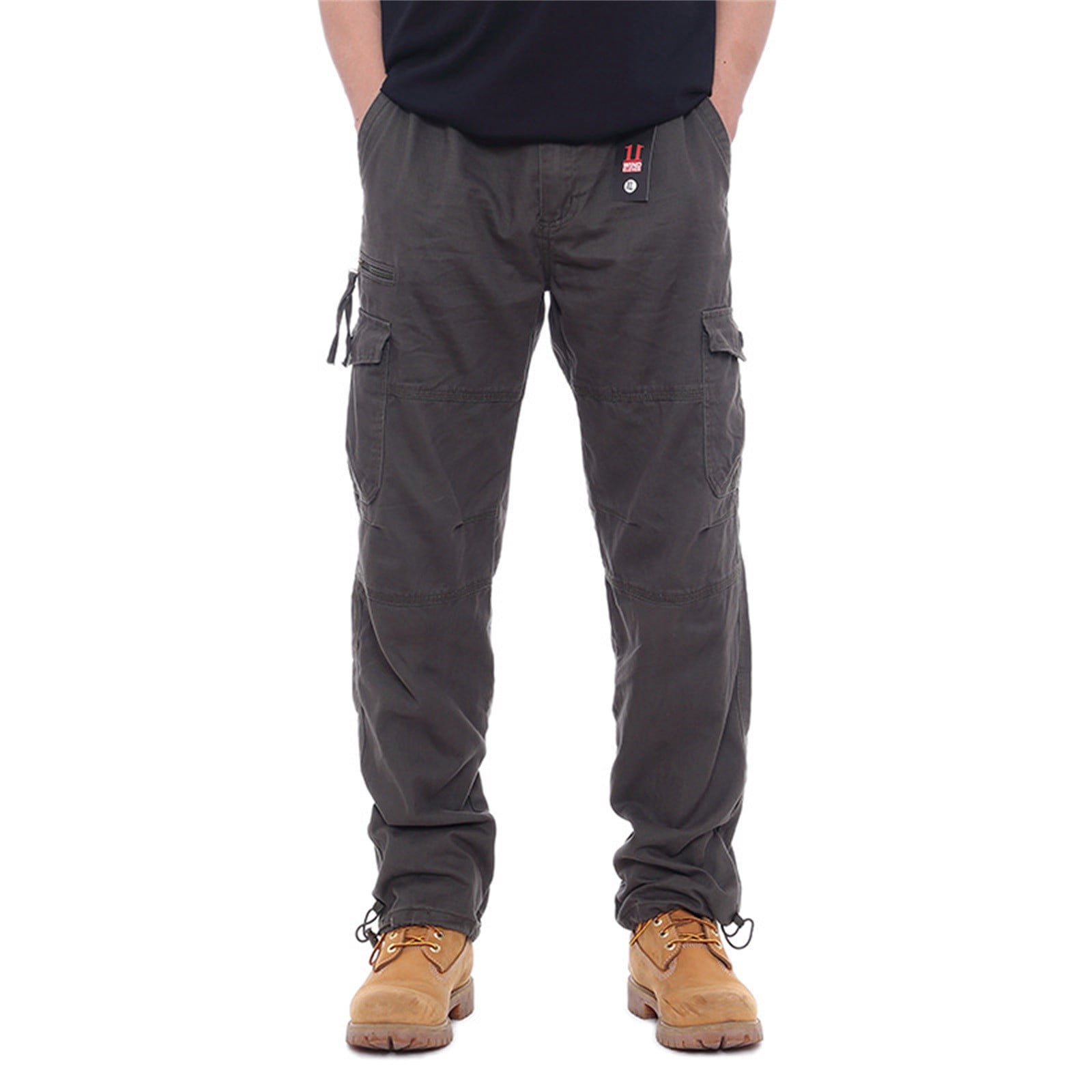 Awwp Mens Cargo Pants with Pleat and Expandable Waistband Fleece Lined ...