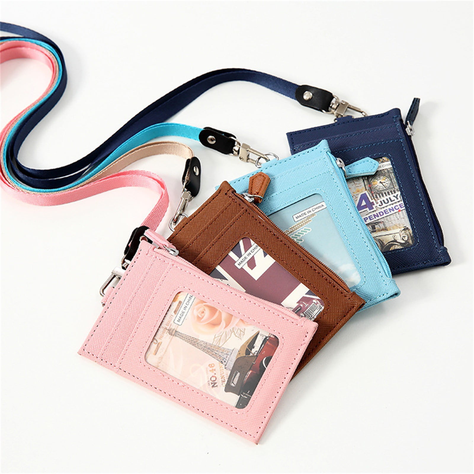 Awwp PU Leather Neck Lanyard Badge Holder, Adjustable Detachable Strap ...