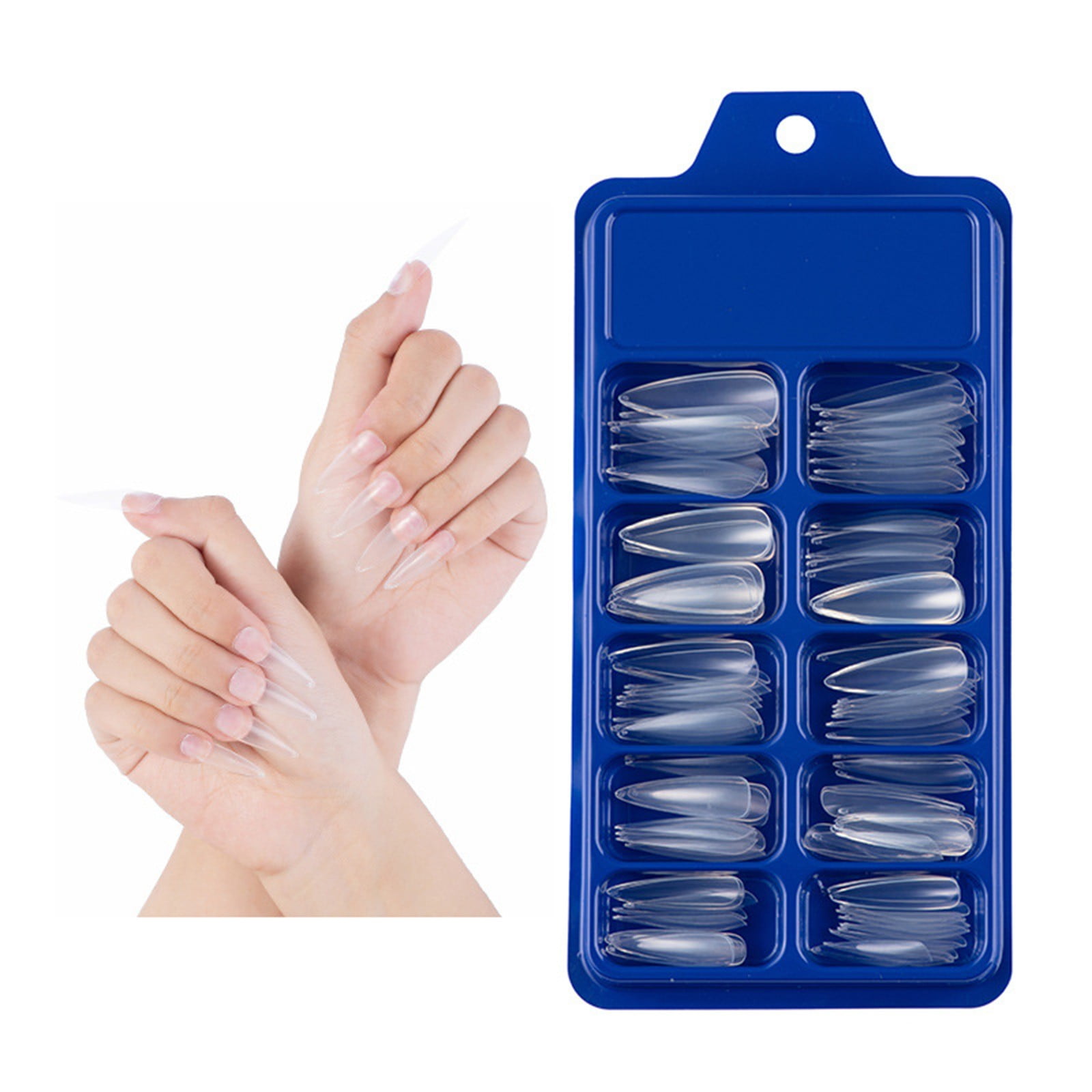 Awwp Pointed False Nails 100 Pieces Colored Long Stiletto Press On