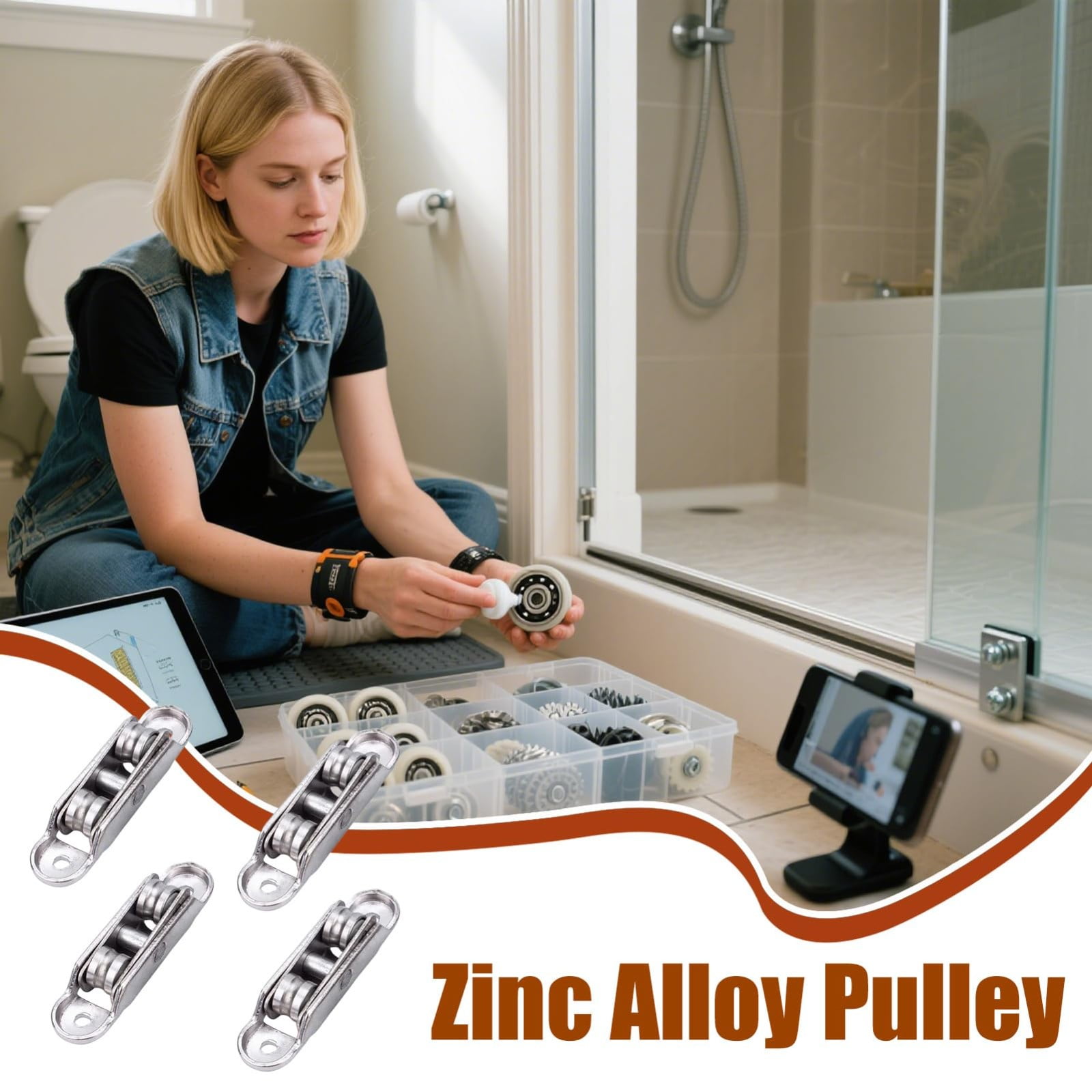 Awwp Sliding Door Rollers, 4-Pack Push-Pull Window Pulley Wheel, Alloy ...