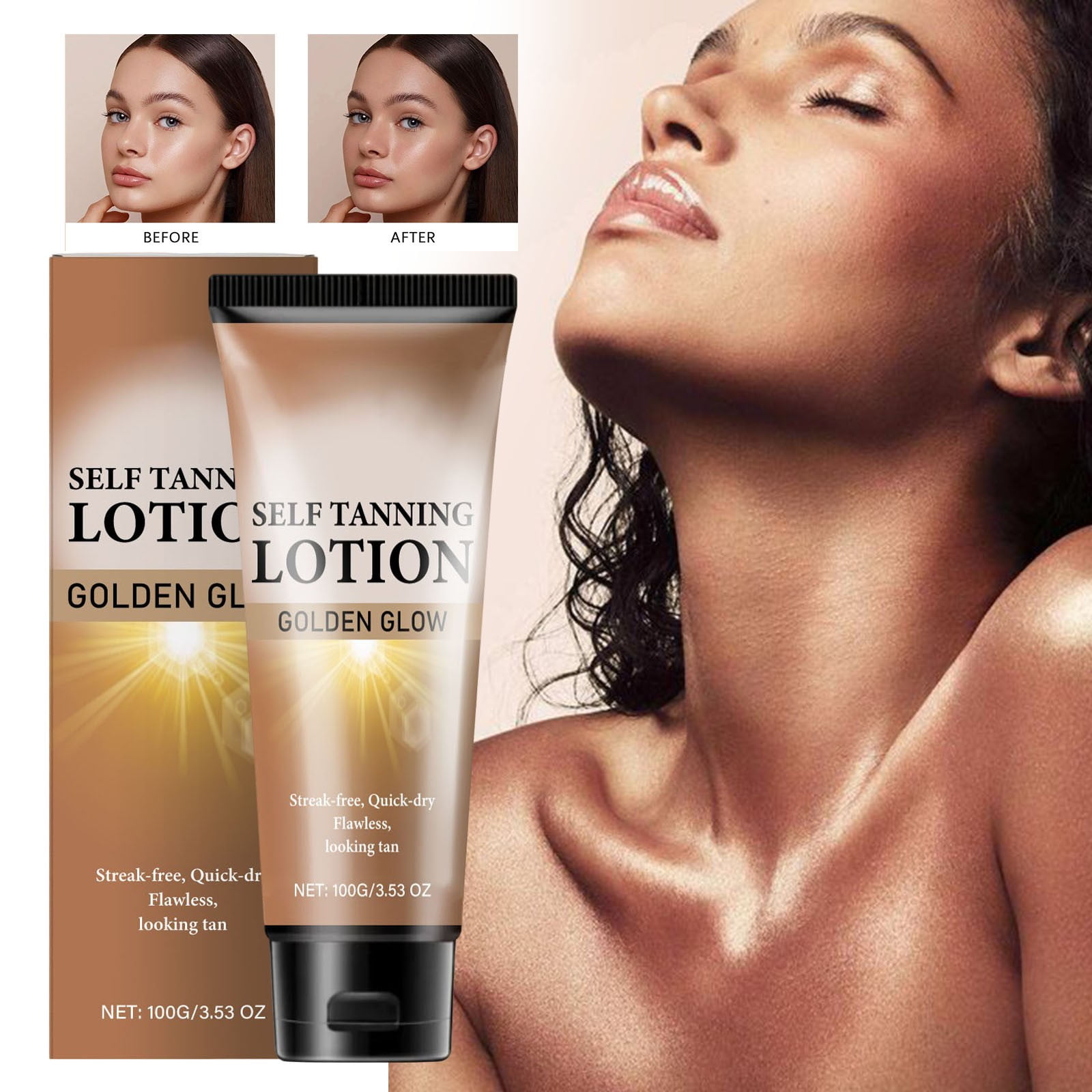 Awwp Tanning Lotion Golden Glow Self Tanning Lotion 2.08 Oz (60 G) Streak Natural Tanning ...