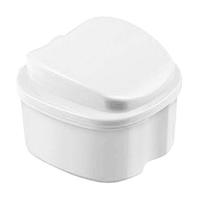 Awwp White Denture Box*1 Denture Bath Case Cup Box Holder Storage Soak ...