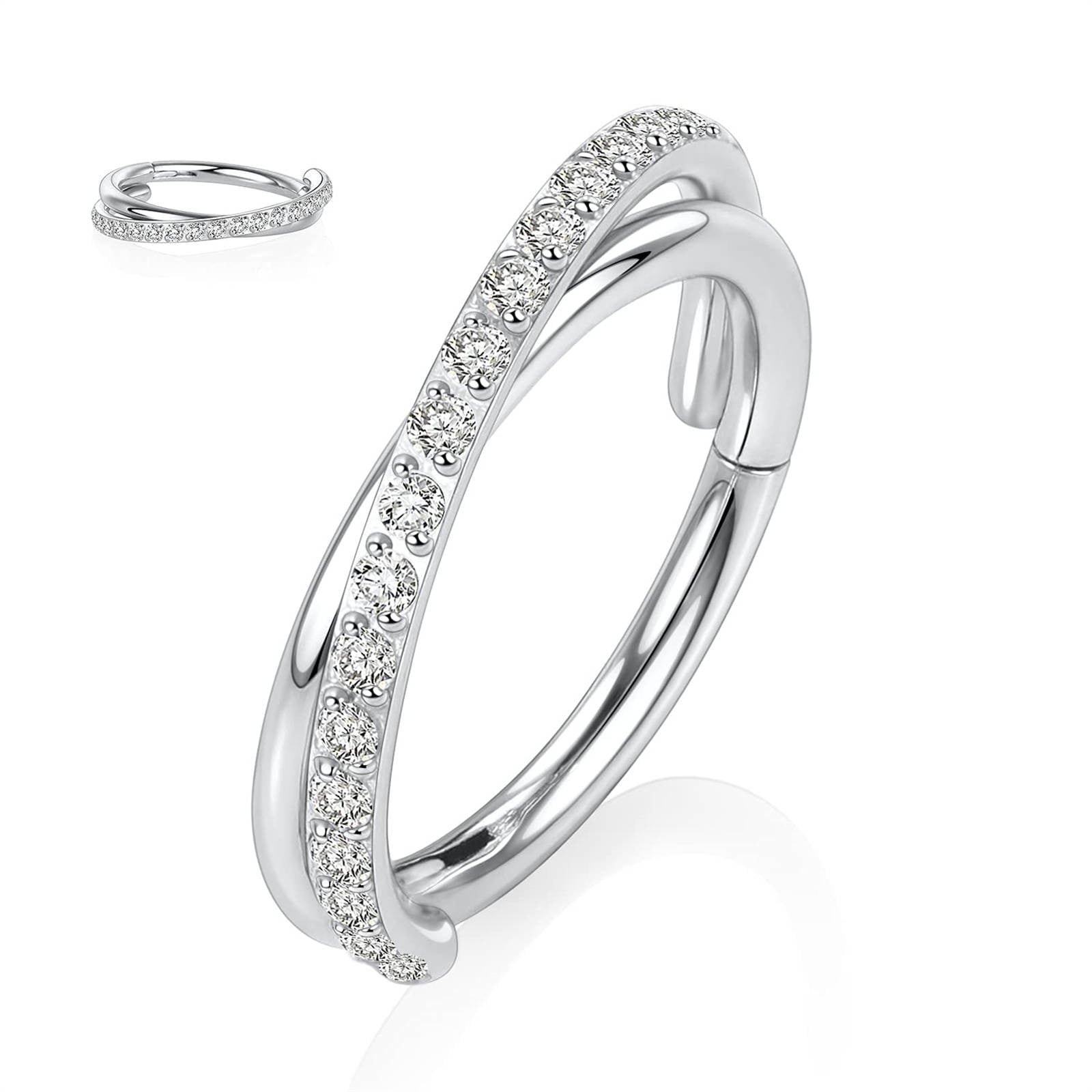 Awwp Women's Rings Blowout Prices White 1*Earrings Surgical Tragus ...
