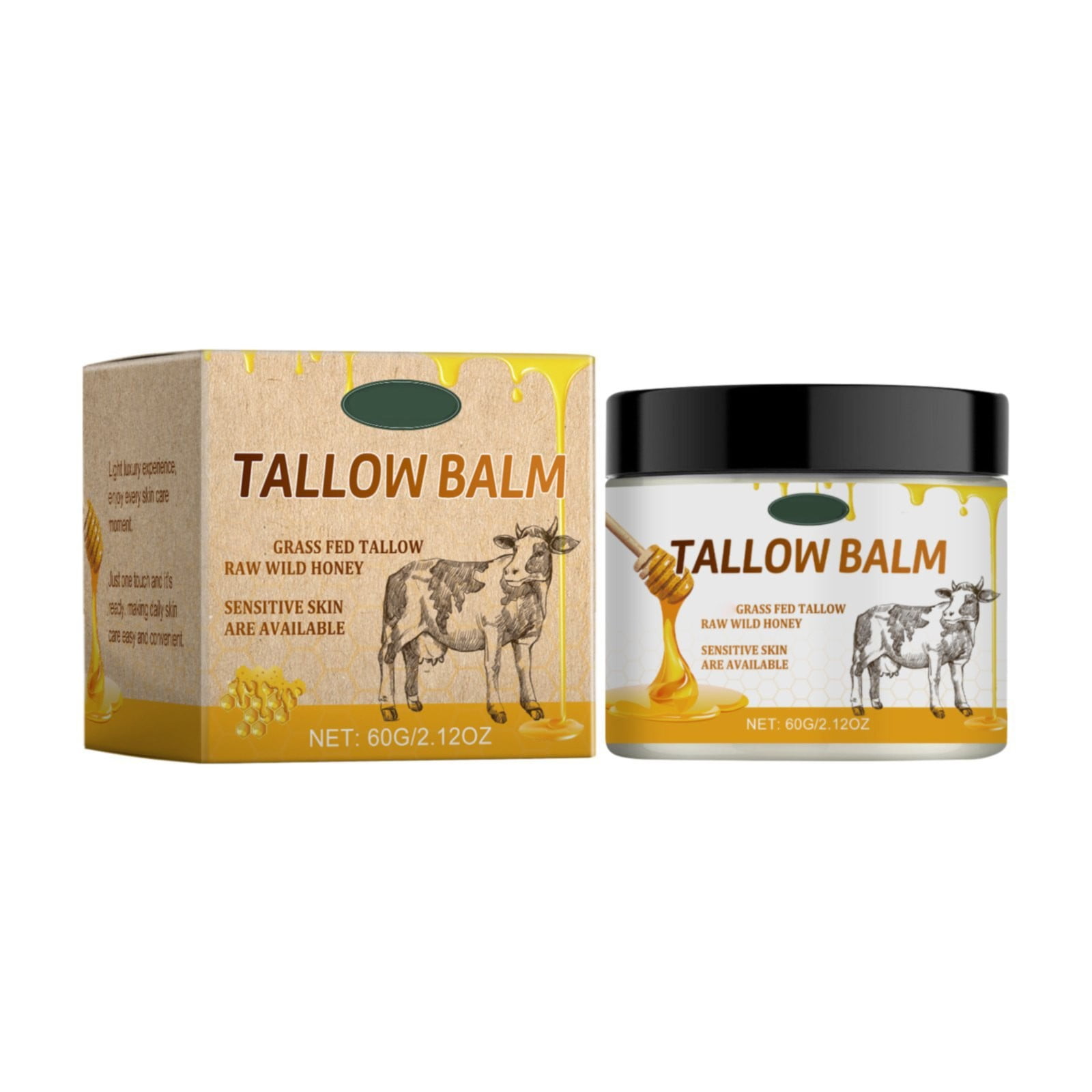 Awwp Yellow 1X Grass-Fed Beef Tallow Balm Fed Cow Fragrance Nourishes ...