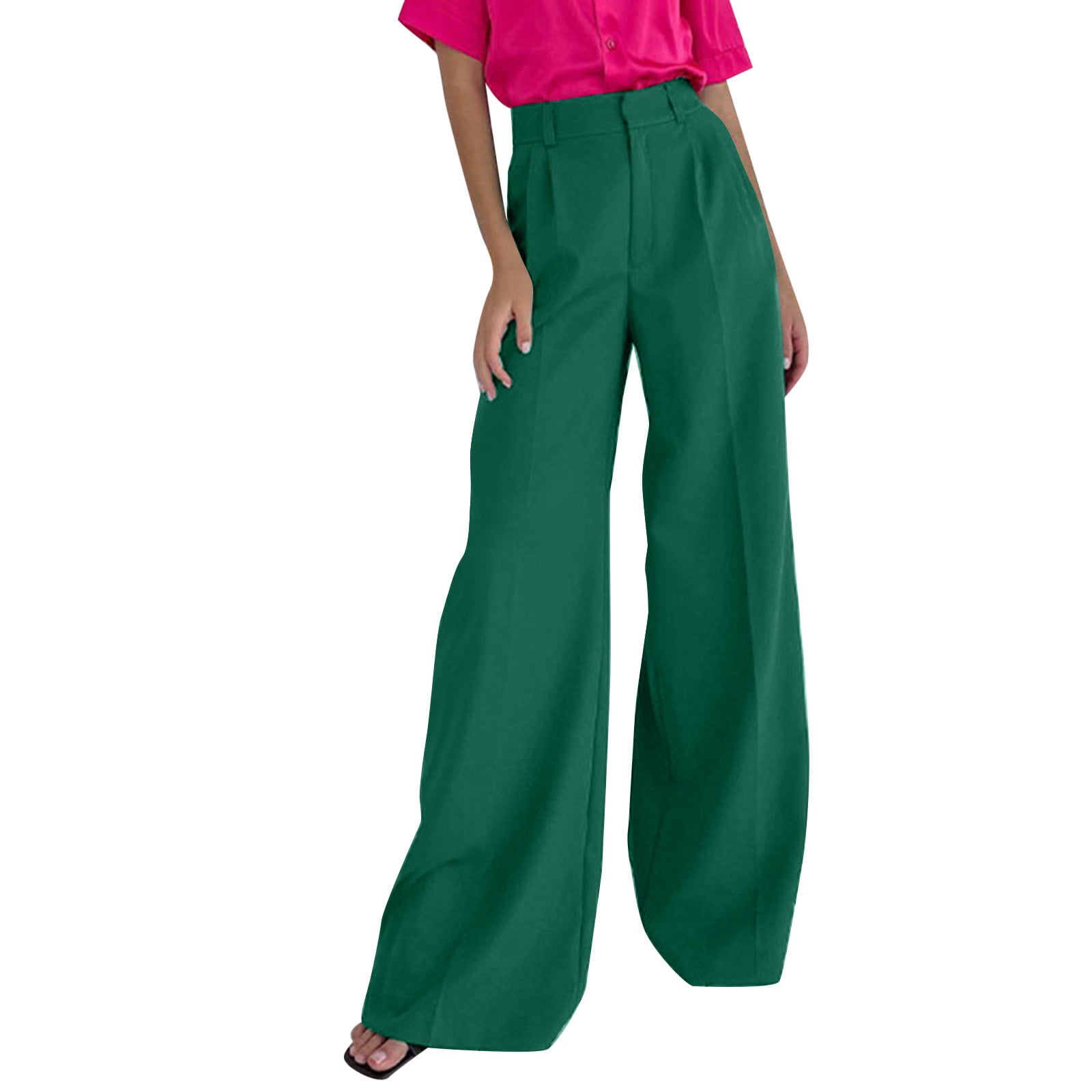 Awxnjux Palazzo Pants Women'S Wide Leg Drag Pants Straight Suit Pants ...