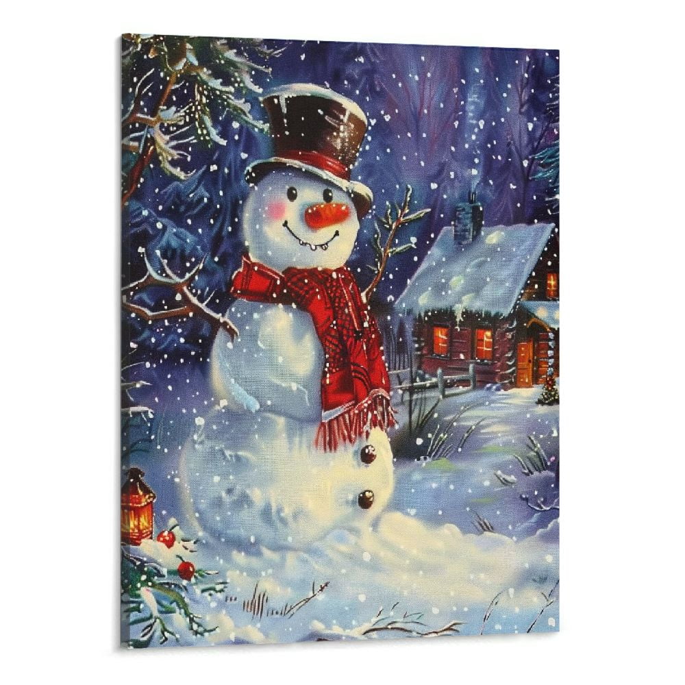 Awypu 12'' x 16'' LED Christmas Canvas Prints Wall Art, Light Up Snowy ...