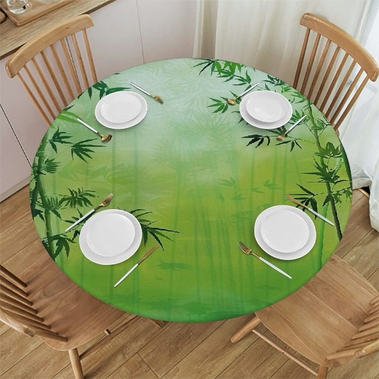 Awypu Bamboo Forest Bird Round Tablecloth 100% Polyester Fiber ...