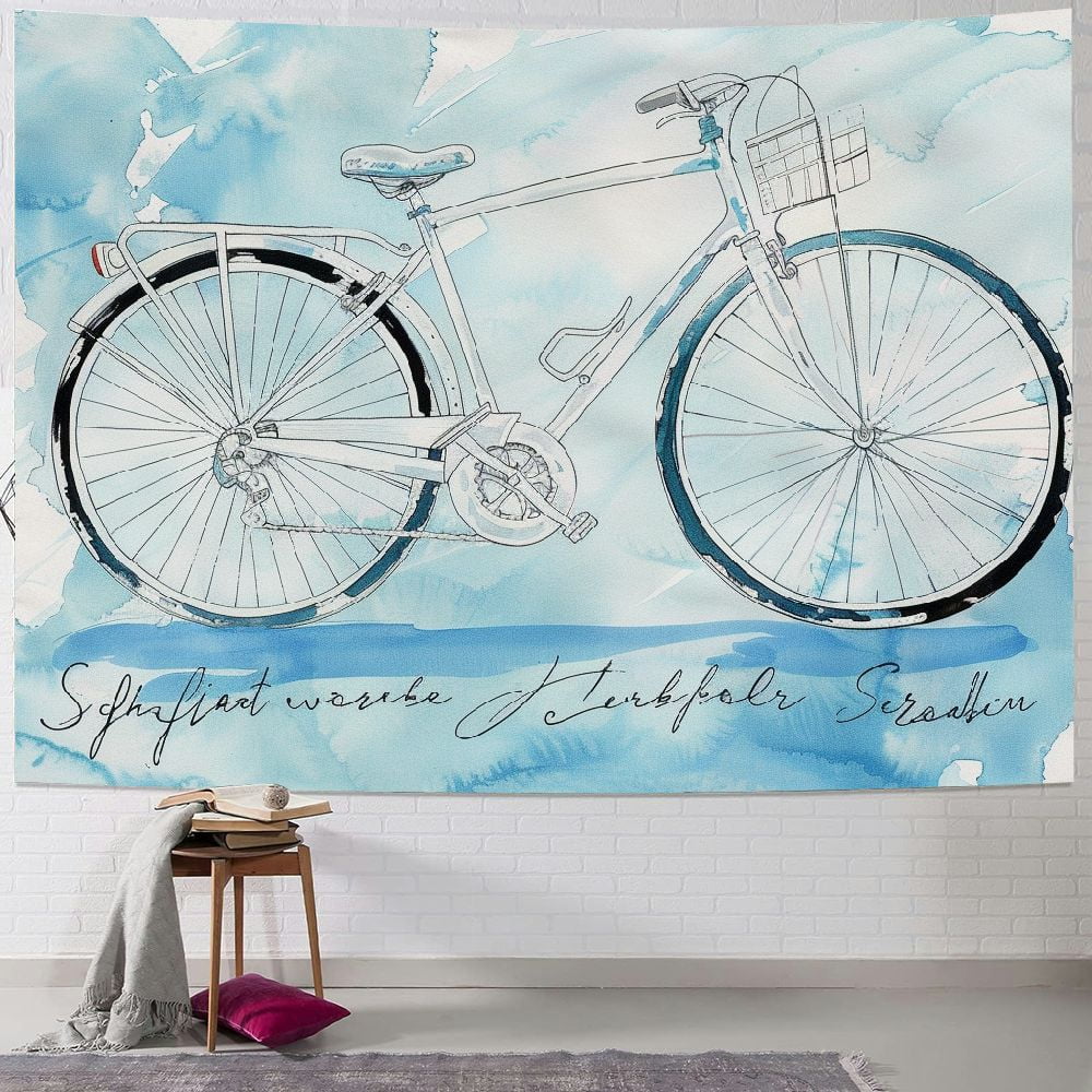 Awypu Bicycle Tapestry, Inspirational Lettering Cycling World Map ...