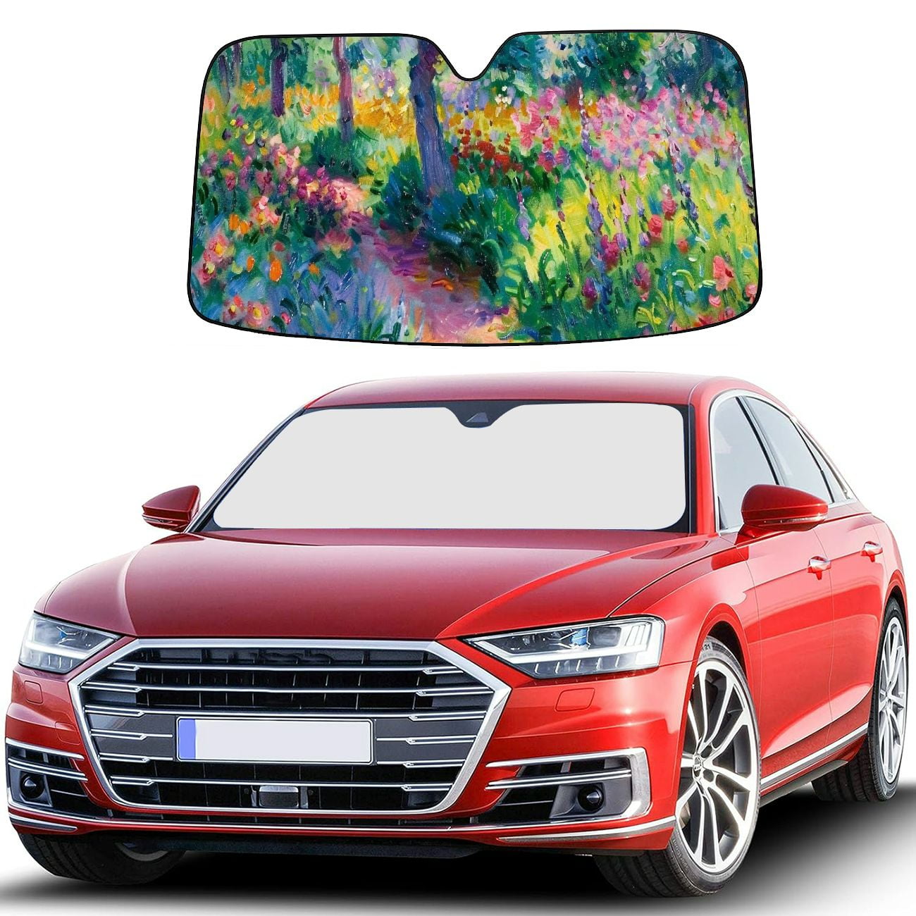 Awypu Car Sun Shade Monet Poster The Iris Garden Windscreen Sun Visor ...