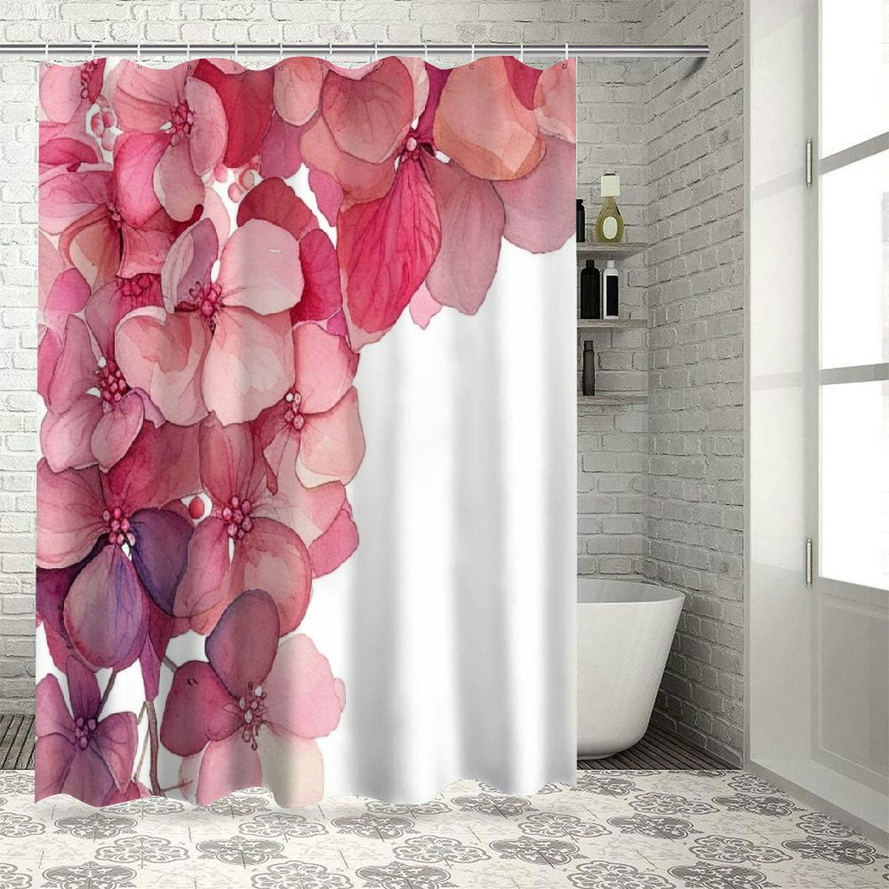 CMMY Chic Modern Bathroom Decor Watercolor Painting of a Pink Hydrangea ...