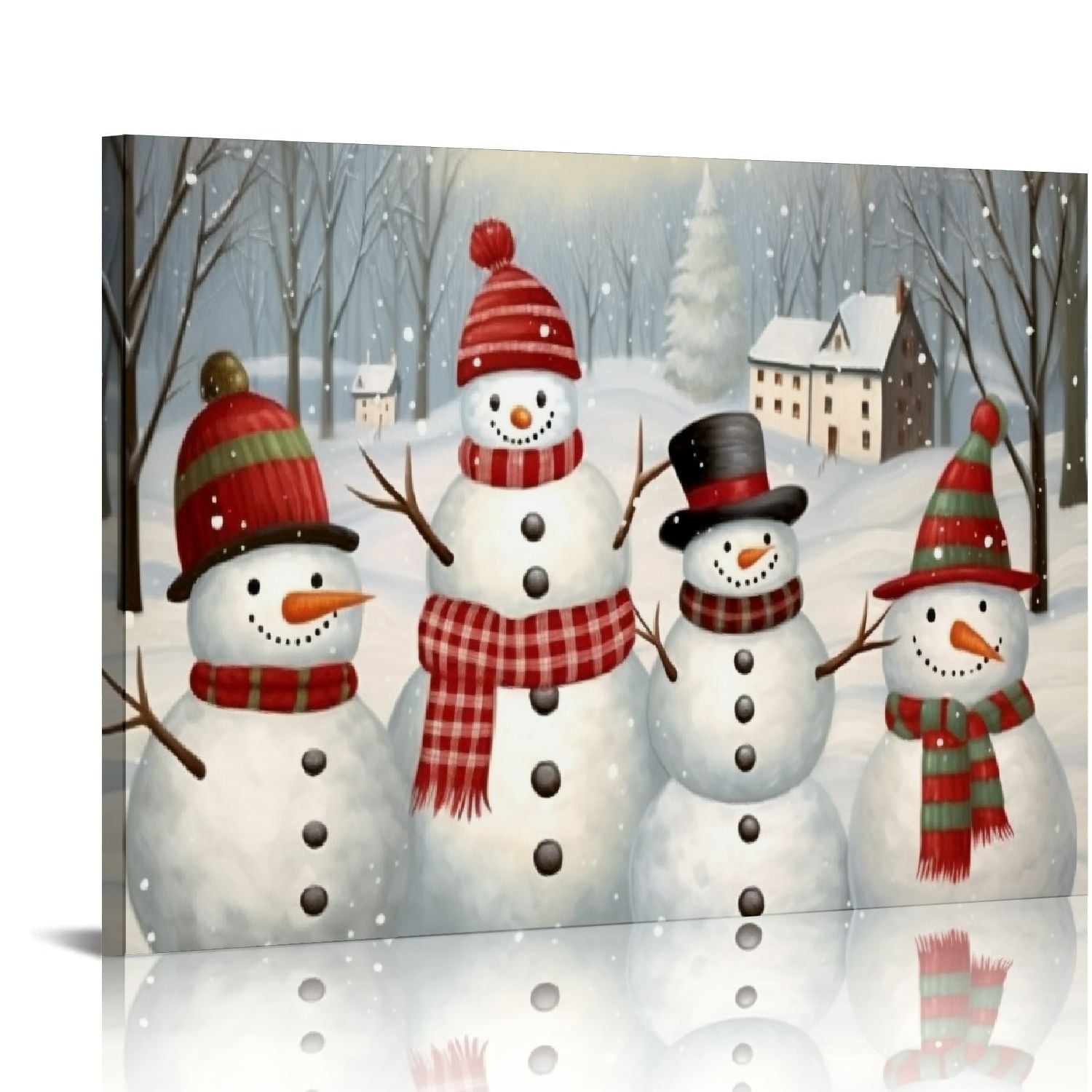 Awypu Christmas Snowman Decor Wall Art Canvas Print Winter Picture For ...