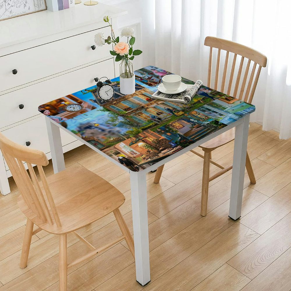 Awypu Clock Square Tablecloth for Picnic Dining Kitchen Farmhouse 100% ...