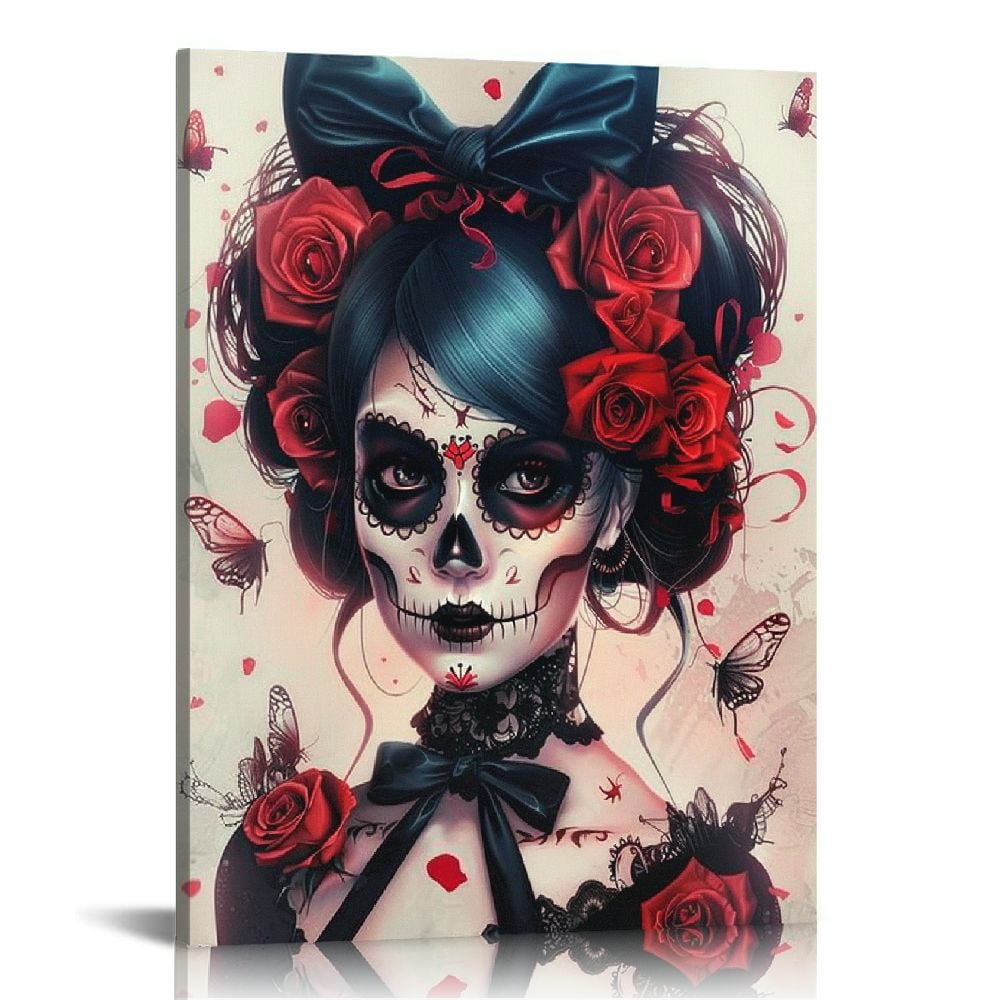 Awypu Day Of The Dead Wall Art Prints Modern Decor Vintage Sugar Skull ...