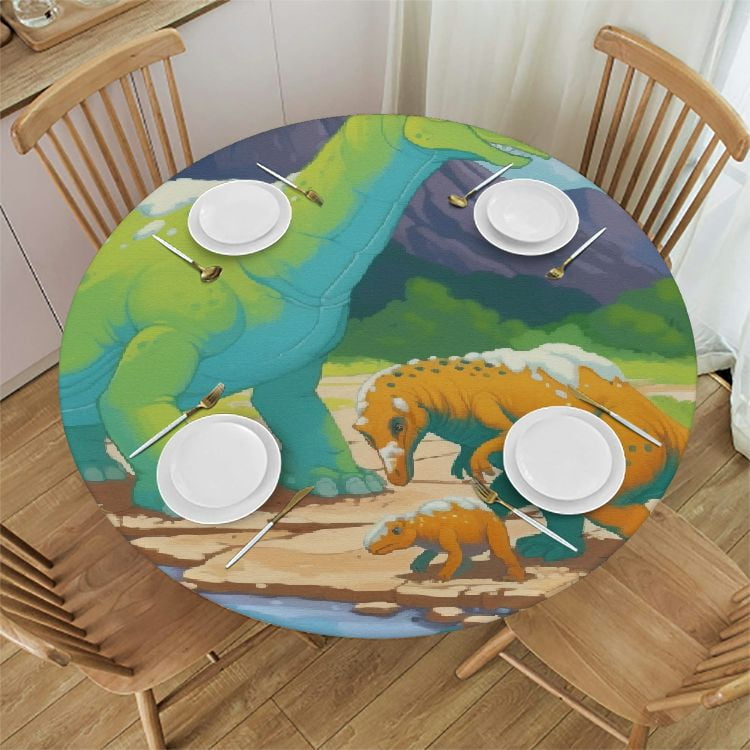 Awypu Dinosaur Round Table Cloth 100% Polyester Fiber - Festive Home ...