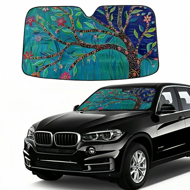 Awypu Flowers Funny Windshield Sun Shade Car Shades for Front Windows ...