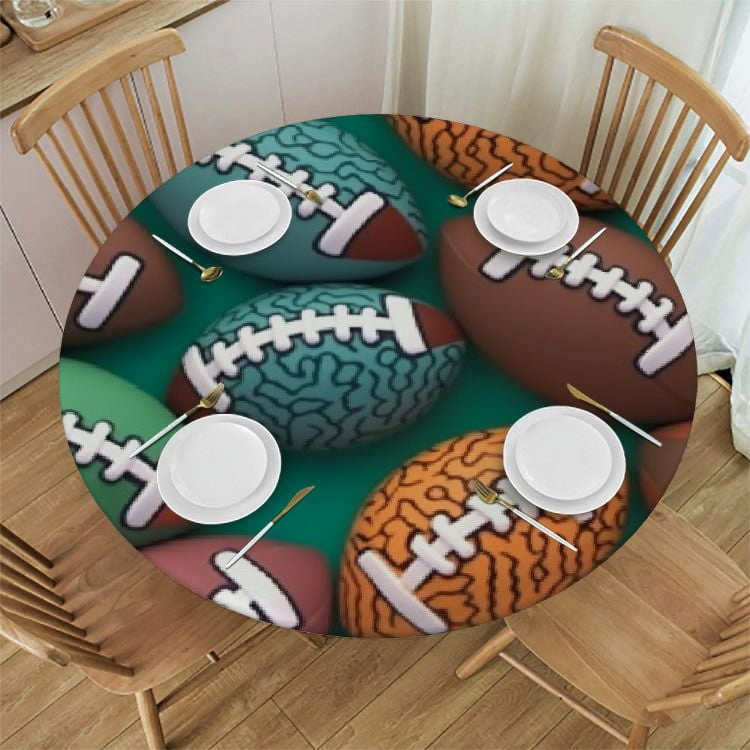 Awypu Football Green Round Table Cloth, Elastic Edged Fitted Table ...