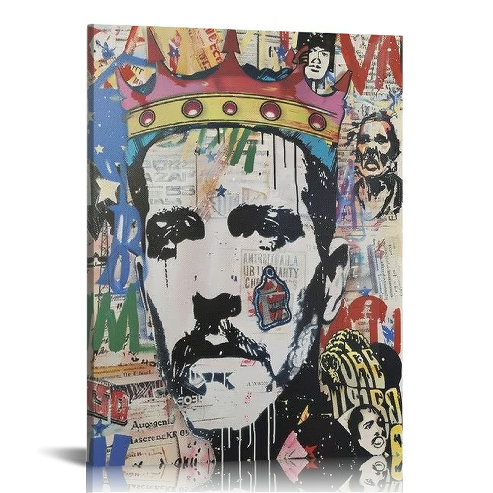 Awypu Framed Banksy Graffiti Canvas Wall Art Retro Rock Queen Bank ...