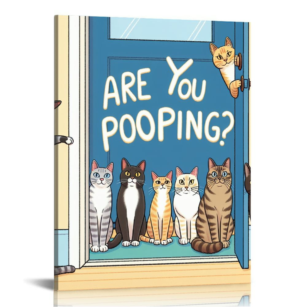 Awypu Funny Bathroom Cat Print Poster, Funky Are You Pooping Cat Sign ...