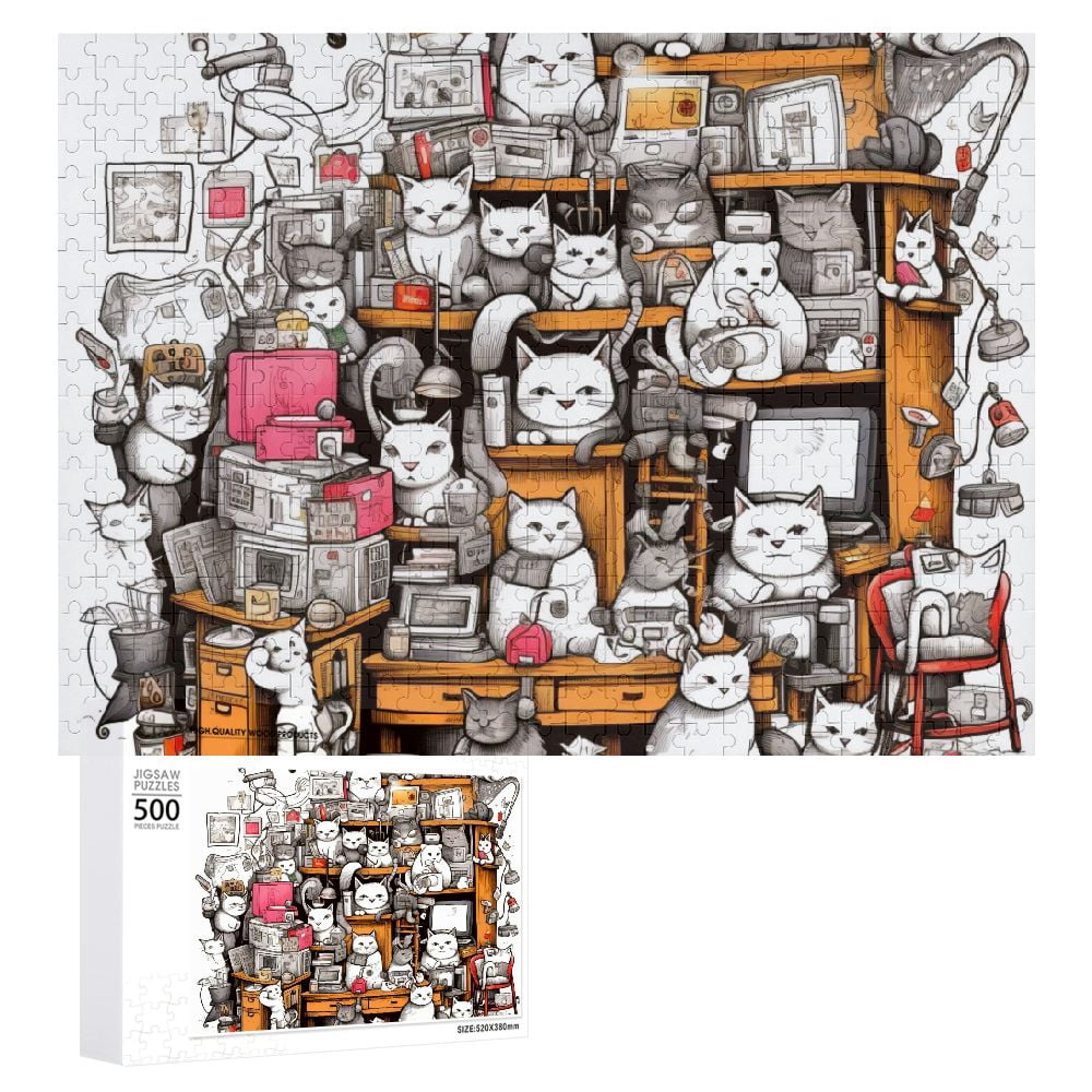 Awypu Funny Cat Butt Gallery Wooden Jigsaw Puzzle Challenging Difficult ...