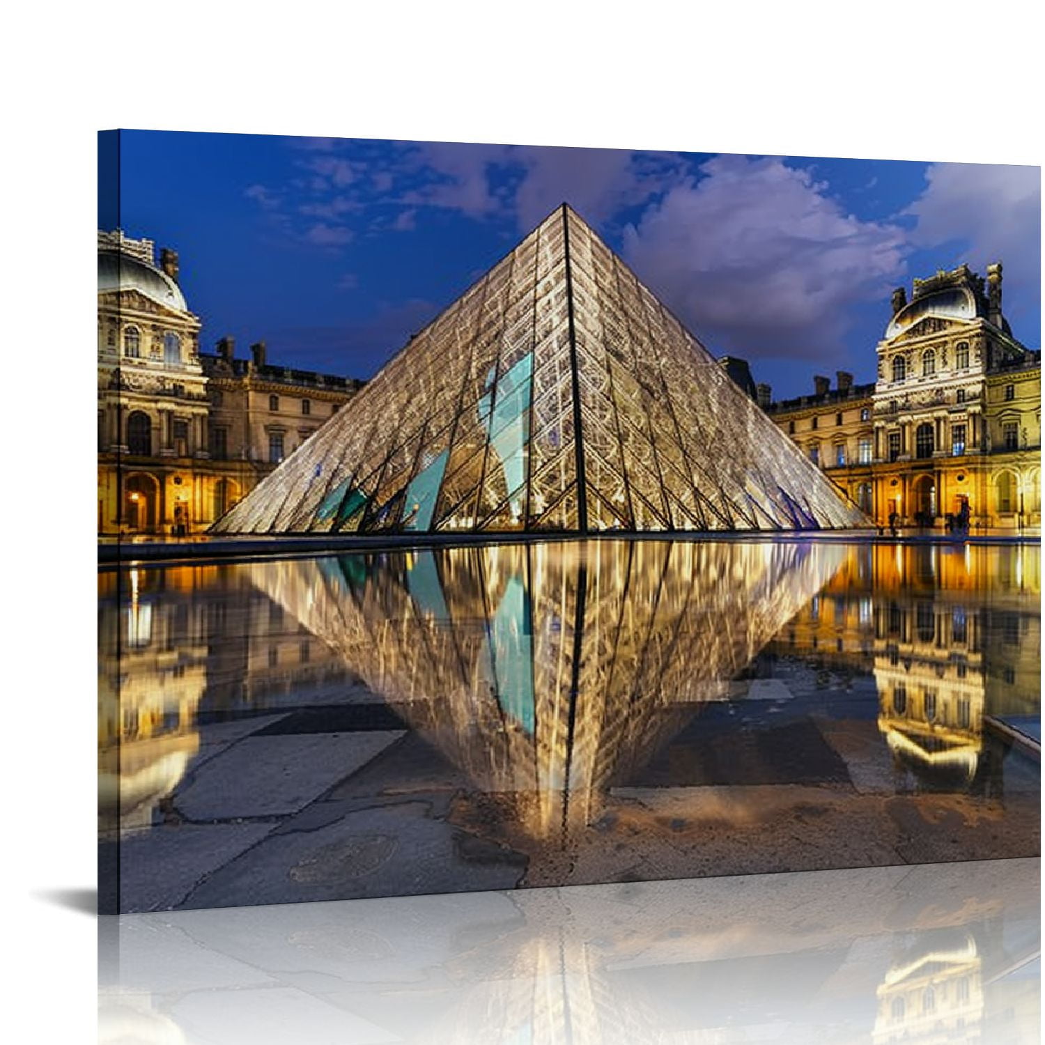 Awypu Gold Ornate Frameen Hour in the Louvre , Canvas Wall Art ...