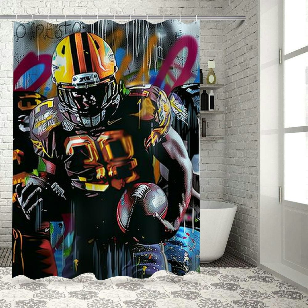 Awypu Graffiti Rugby Sports Durable and Washable Waterproof Shower ...