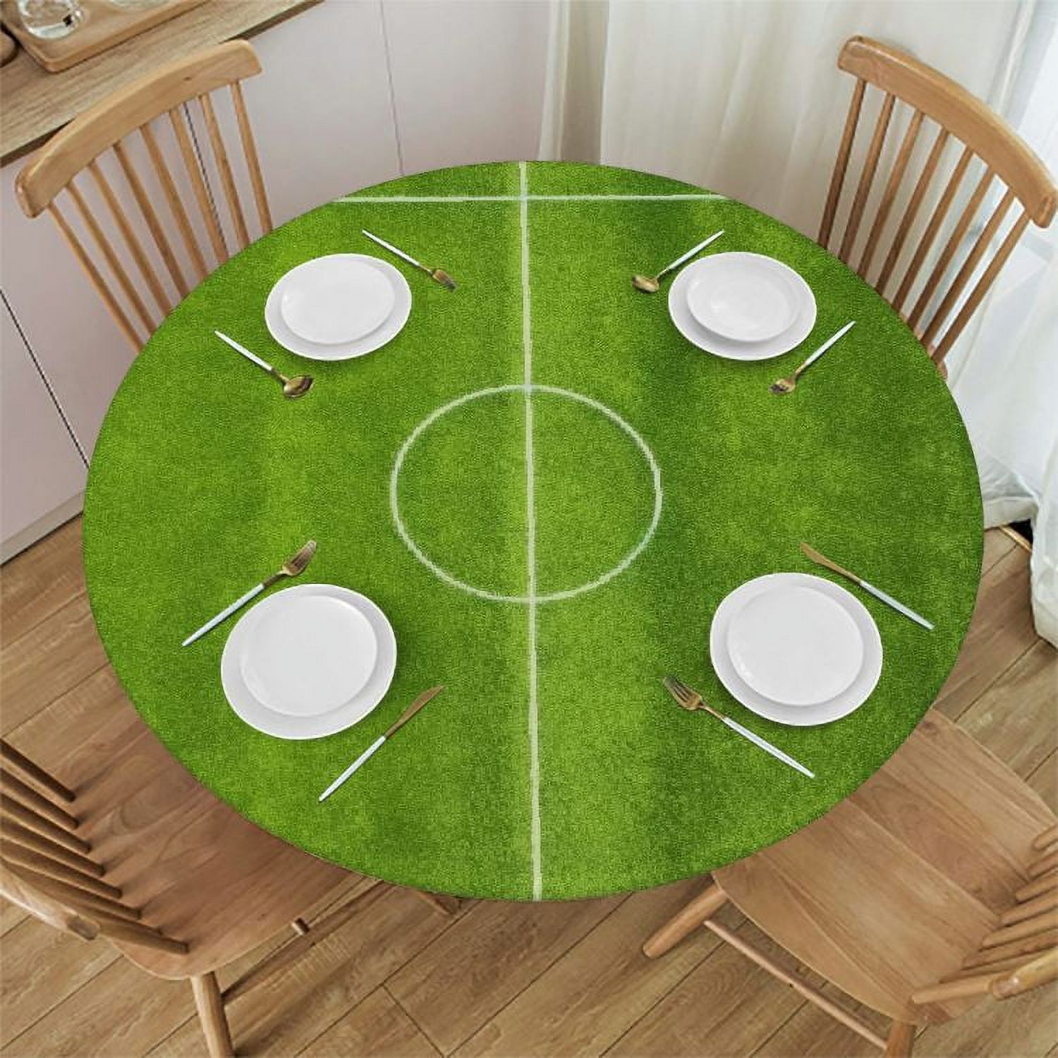 Awypu Green Football Soccer Round Tablecloth with Elastic Edged Fitted ...