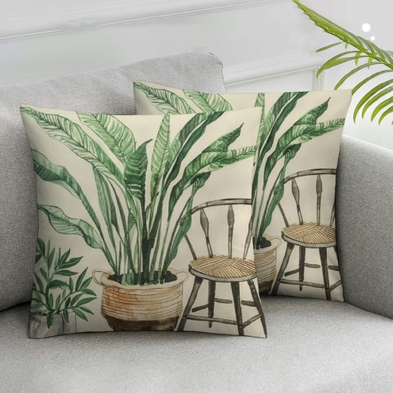 Awypu Green Plant Throw Pillow Covers Boho Botanical Bless This Home ...